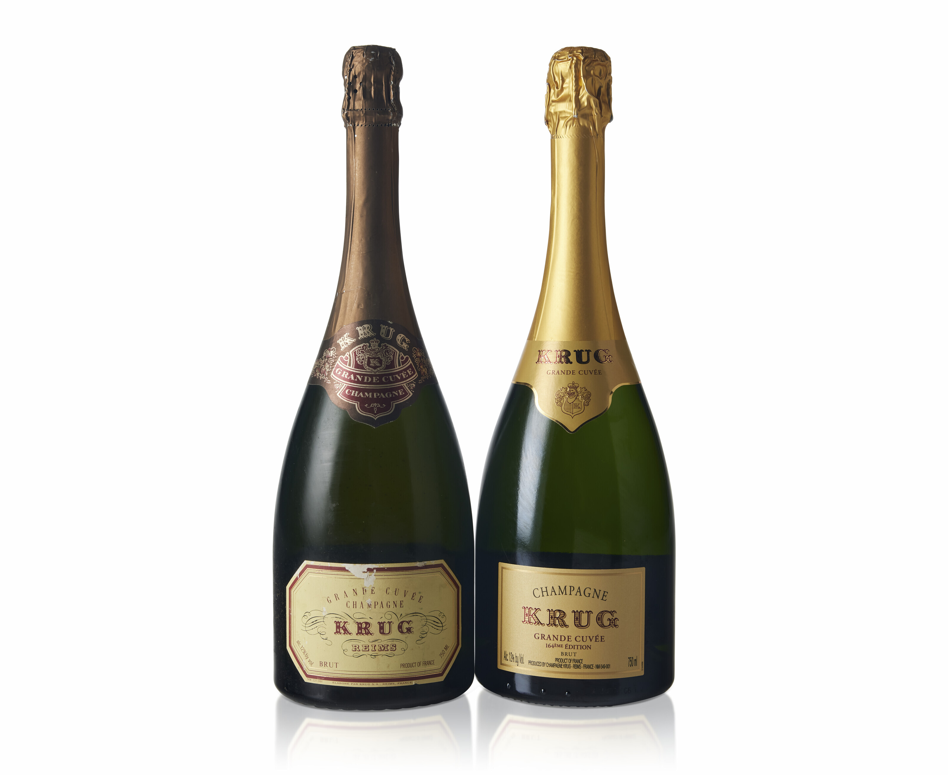 Krug, Brut, Grande Cuvée MV, ReimsOne 164ème Édition, and one with no ...