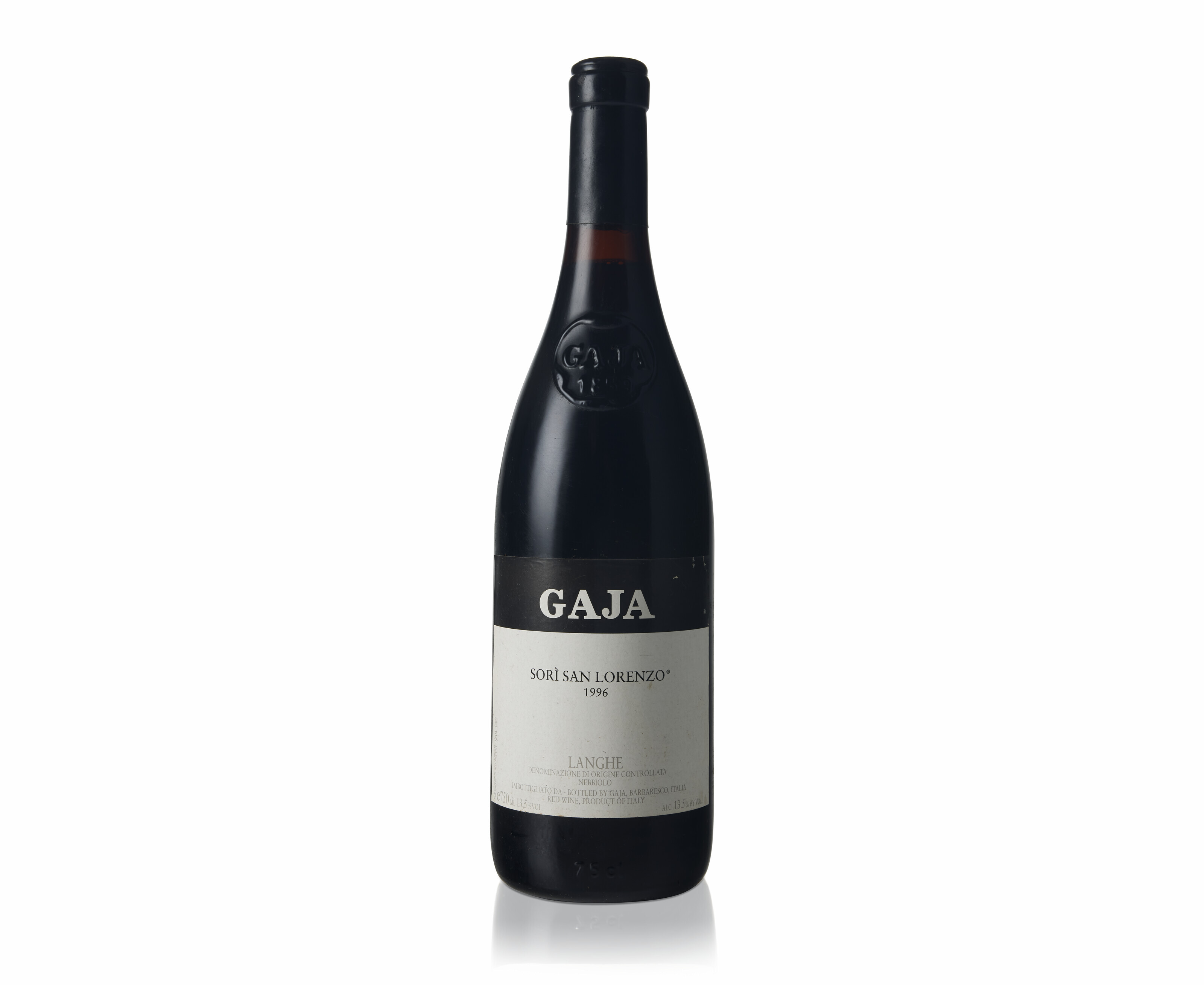 Gaja, Sorì San Lorenzo 1996, PiedmontTwo nicked labelsLevels 1.5cmsThis ...