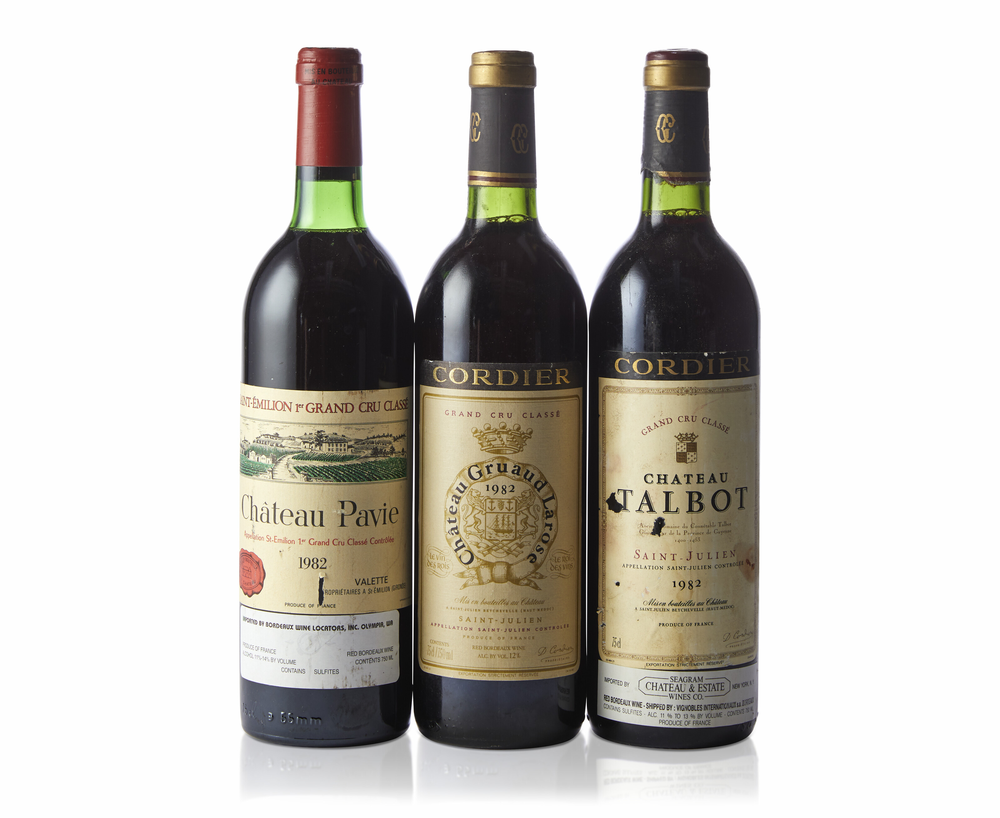 Mixed Red Bordeaux 1982, Château Talbot 1982Damaged capsuleBin soiled ...