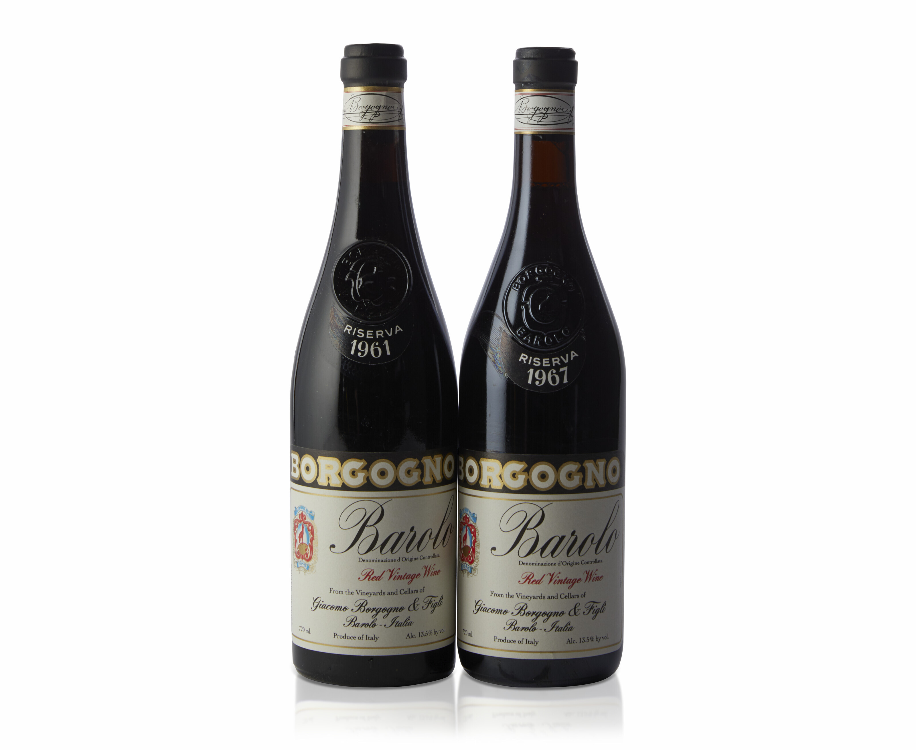 Mixed Giacomo Borgogno & Figli, Barolo Riserva, 1961 (5)1967 (4 ...