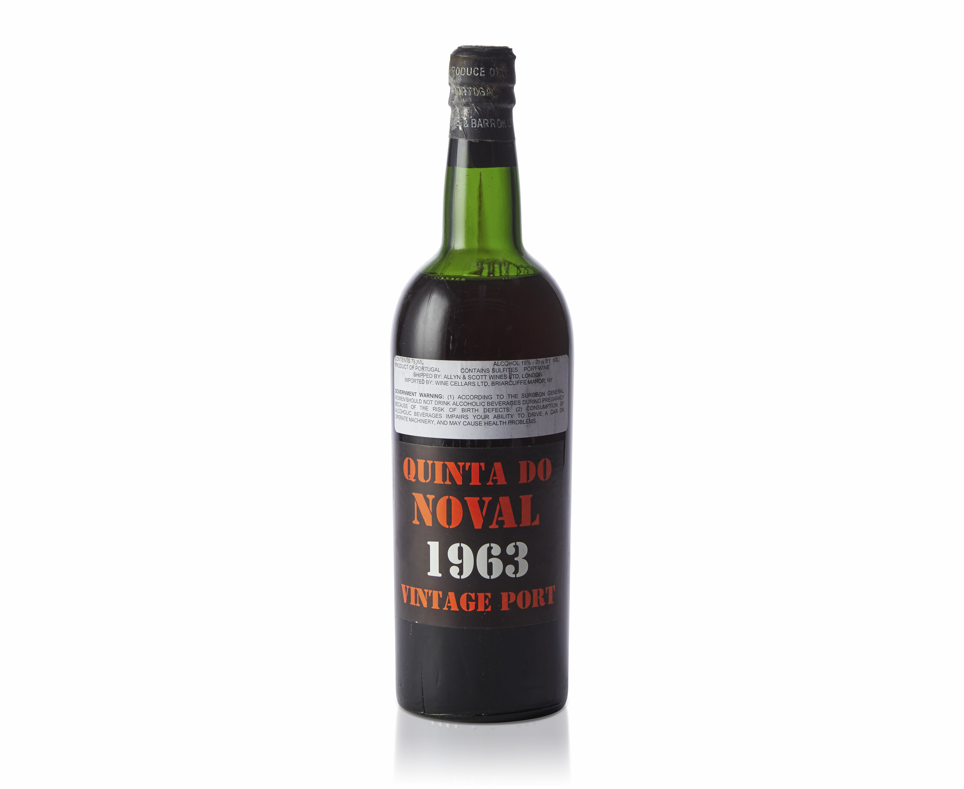 Quinta do Noval 1963, OportoOne bottle with signs of seepageSlightly damaged Corney & Barrow ...