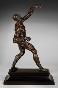 A BRONZE FIGURE OF AN ÉCORCHÉ MAN, CAST FROM A MODEL BY WILLEM DANIELSZ ...