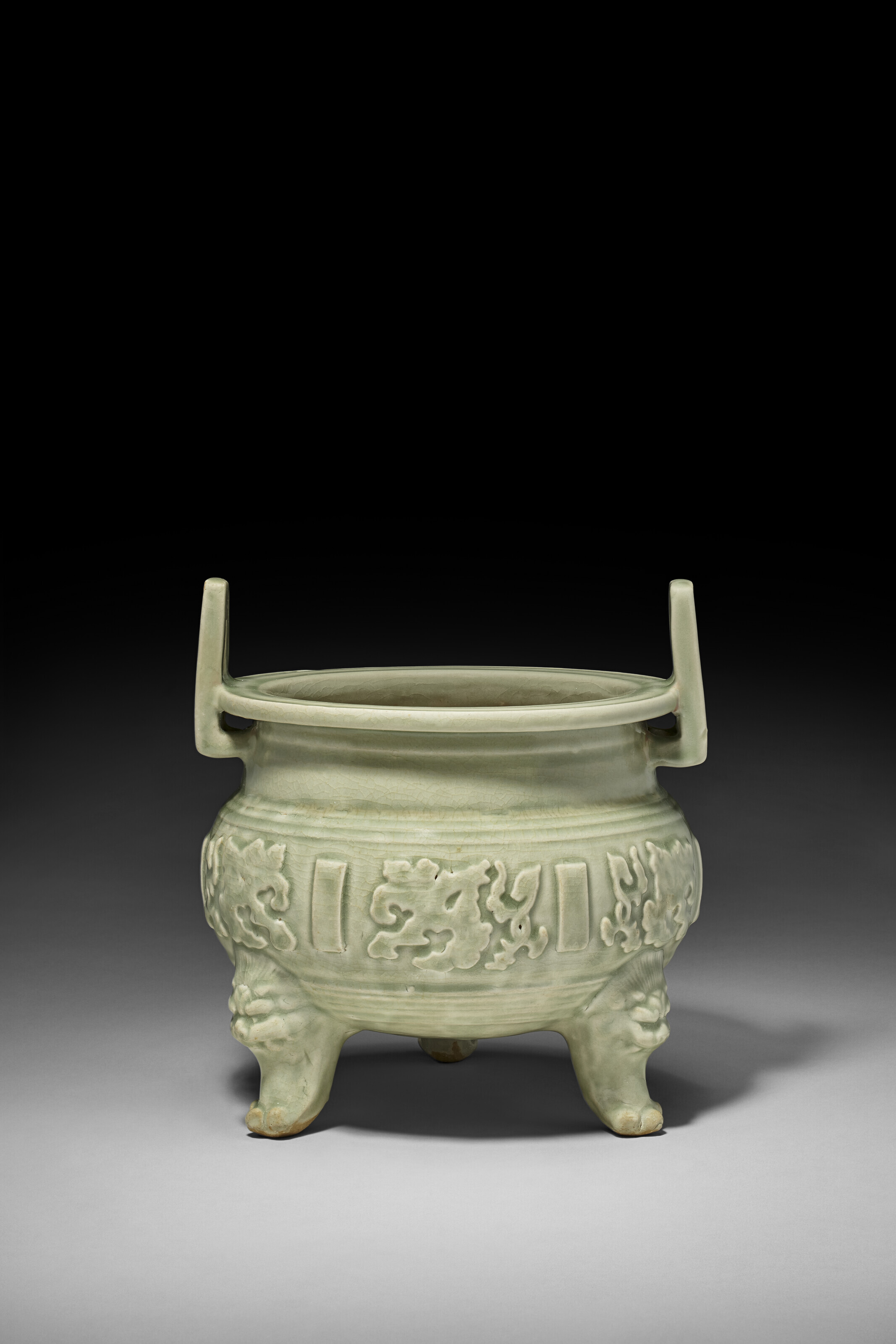 A MOLDED YAOZHOU CELADON `FISH AND WATER WEEDS’ BOWL, NORTHERN SONG-JIN ...