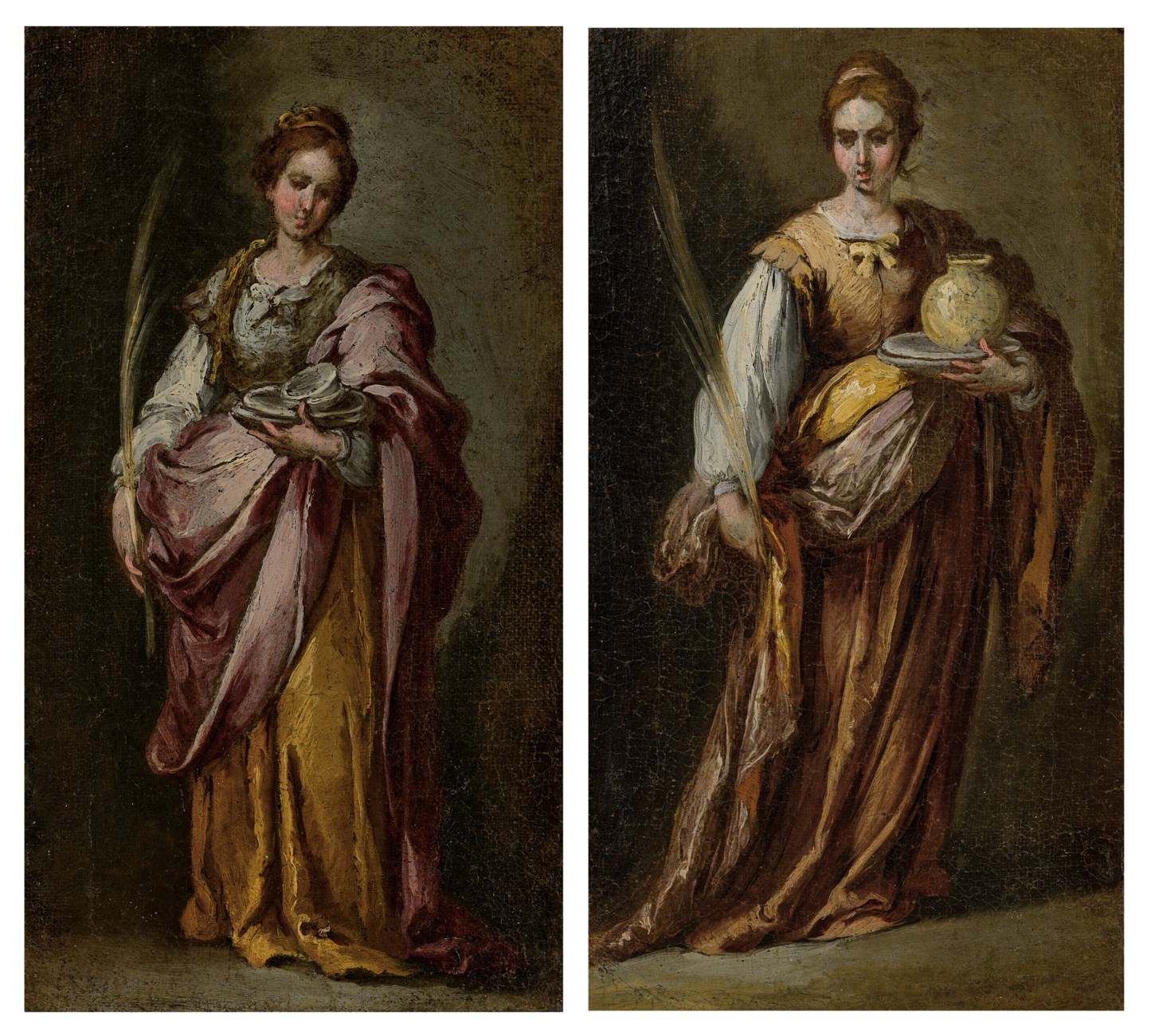 BARTOLOMÉ ESTEBAN MURILLO (SEVILLE 1617-1682), Saint Justa; and Saint ...