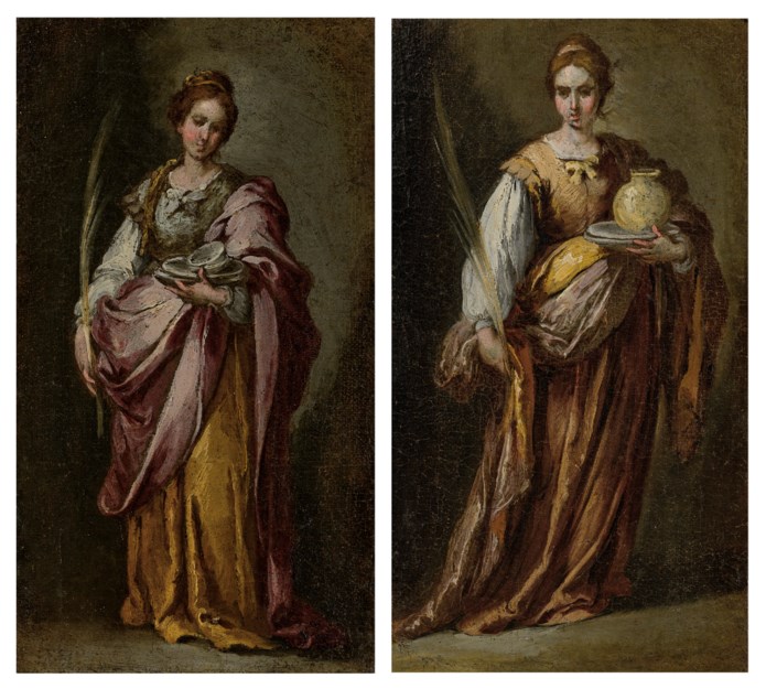 BARTOLOMÉ ESTEBAN MURILLO (SEVILLE 1617-1682), Saint Justa; and Saint ...