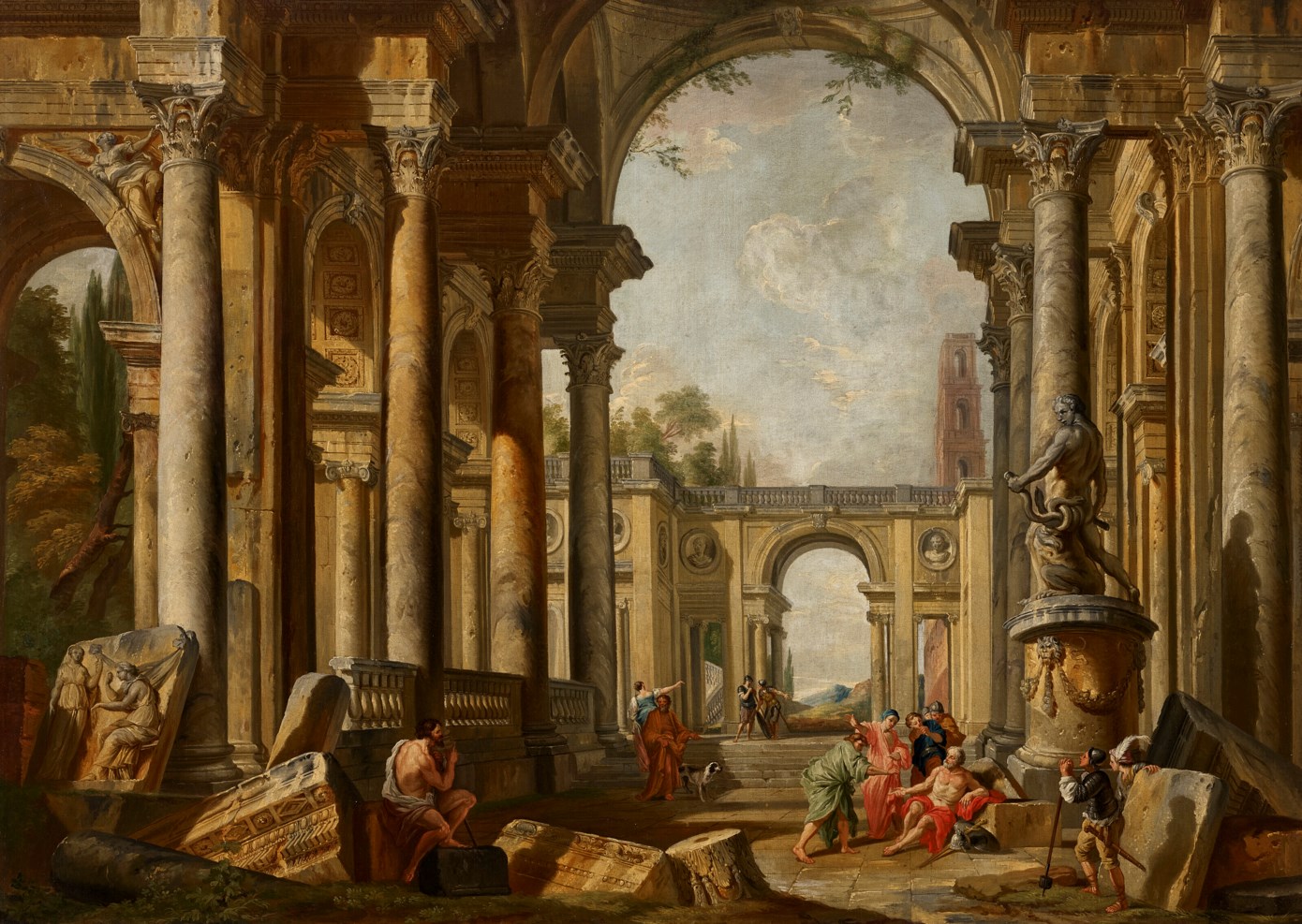 STUDIO OF GIOVANNI PAOLO PANINI (PIACENZA 1691-1765 ROME), A capriccio ...