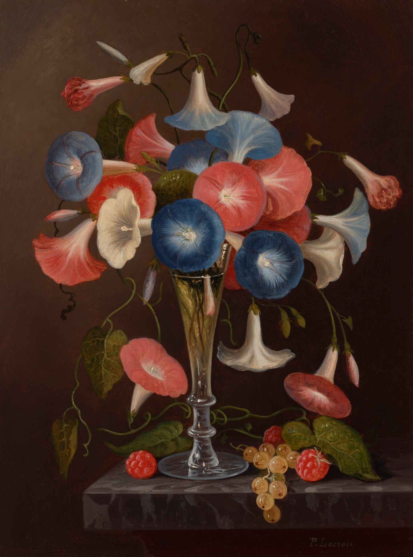 PAUL LACROIX (1827-1869), Vase of Morning Glories | Christie's