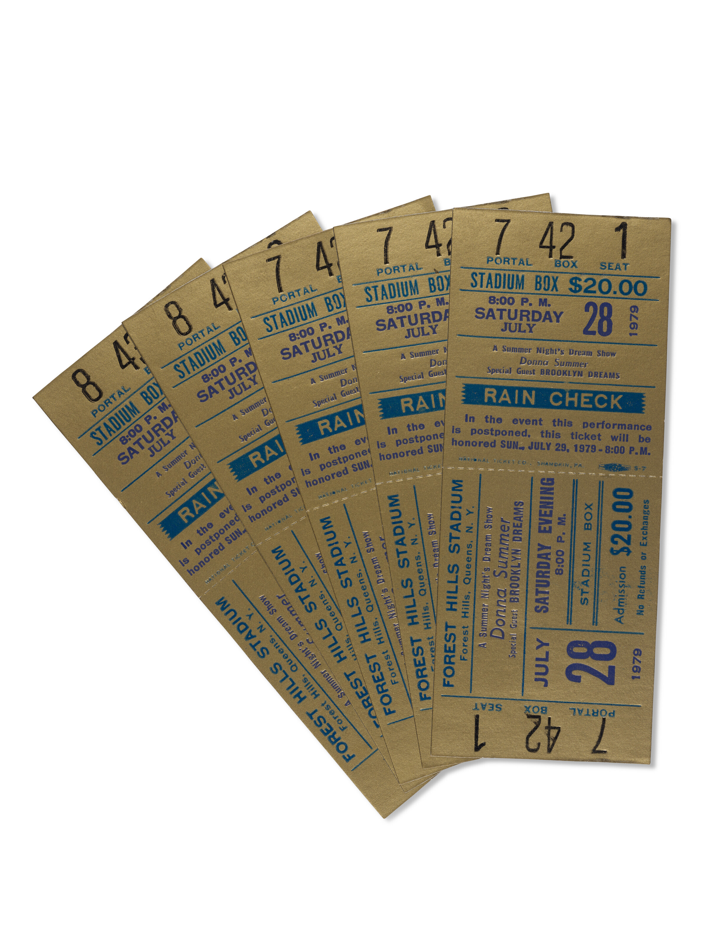 FIVE UNUSED TICKETS TO DONNA SUMMER AND BROOKLYN DREAMS AT FOREST HILLS ...