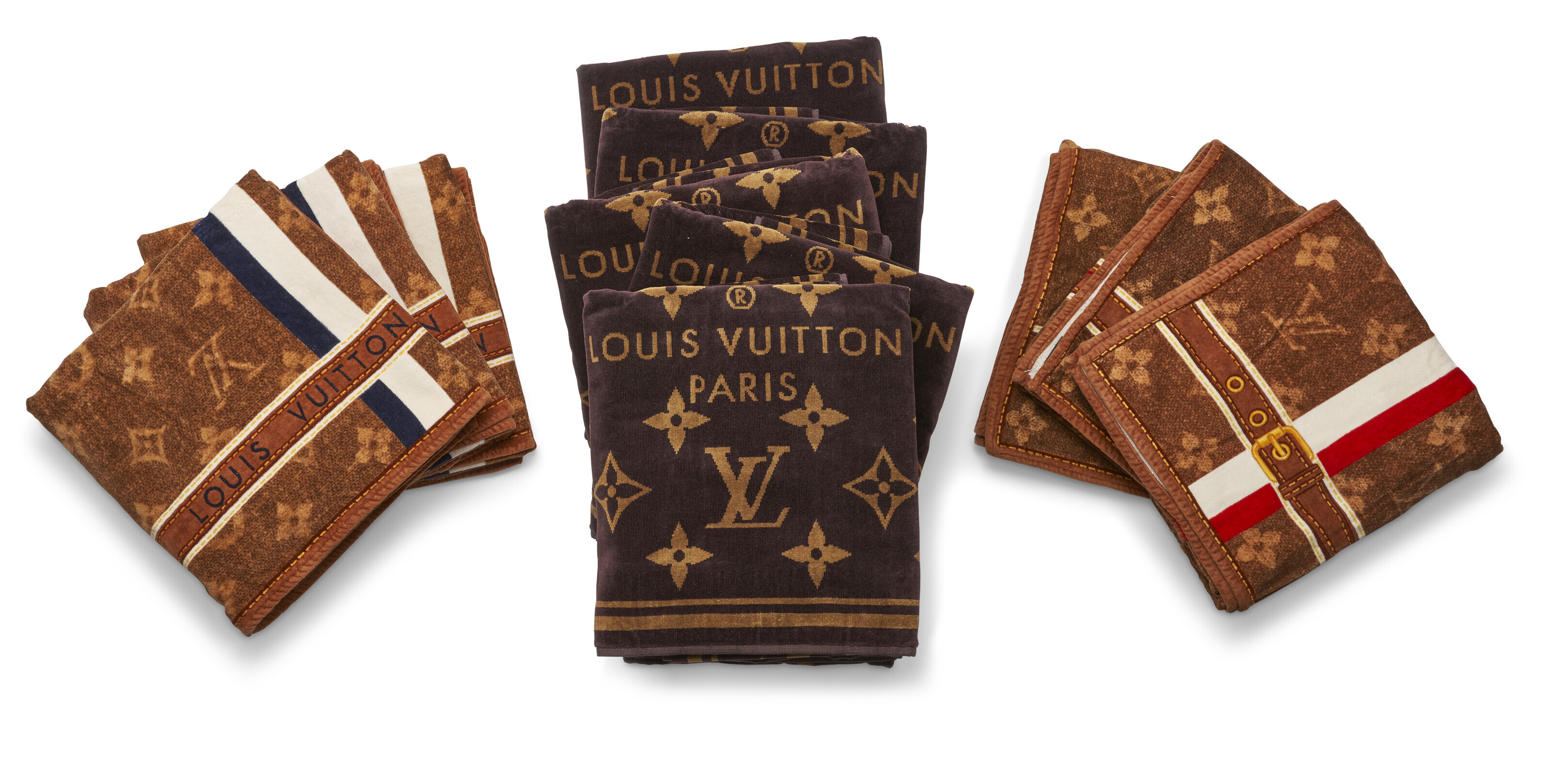 A GROUP OF TWELVE COTTON BEACH TOWELS, LOUIS VUITTON, CIRCA 2010 ...