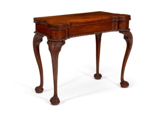 A CHIPPENDALE CARVED MAHOGANY TURRET-TOP CARD TABLE, NEW YORK, 1750 ...