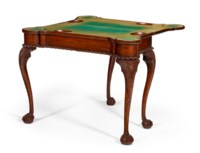 A CHIPPENDALE CARVED MAHOGANY TURRET-TOP CARD TABLE, NEW YORK, 1750 ...