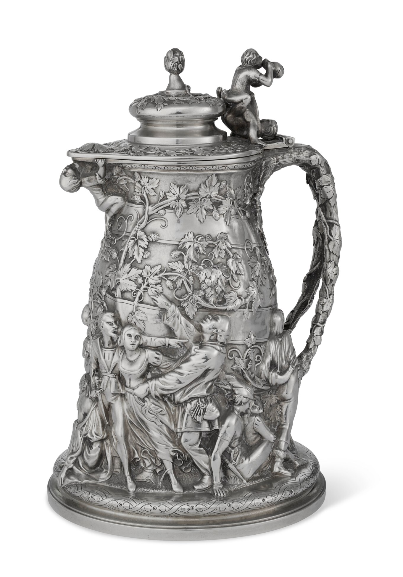 THE INTEMPERANCE TANKARD: AN AMERICAN SILVER COVERED TANKARD, MARK OF ...