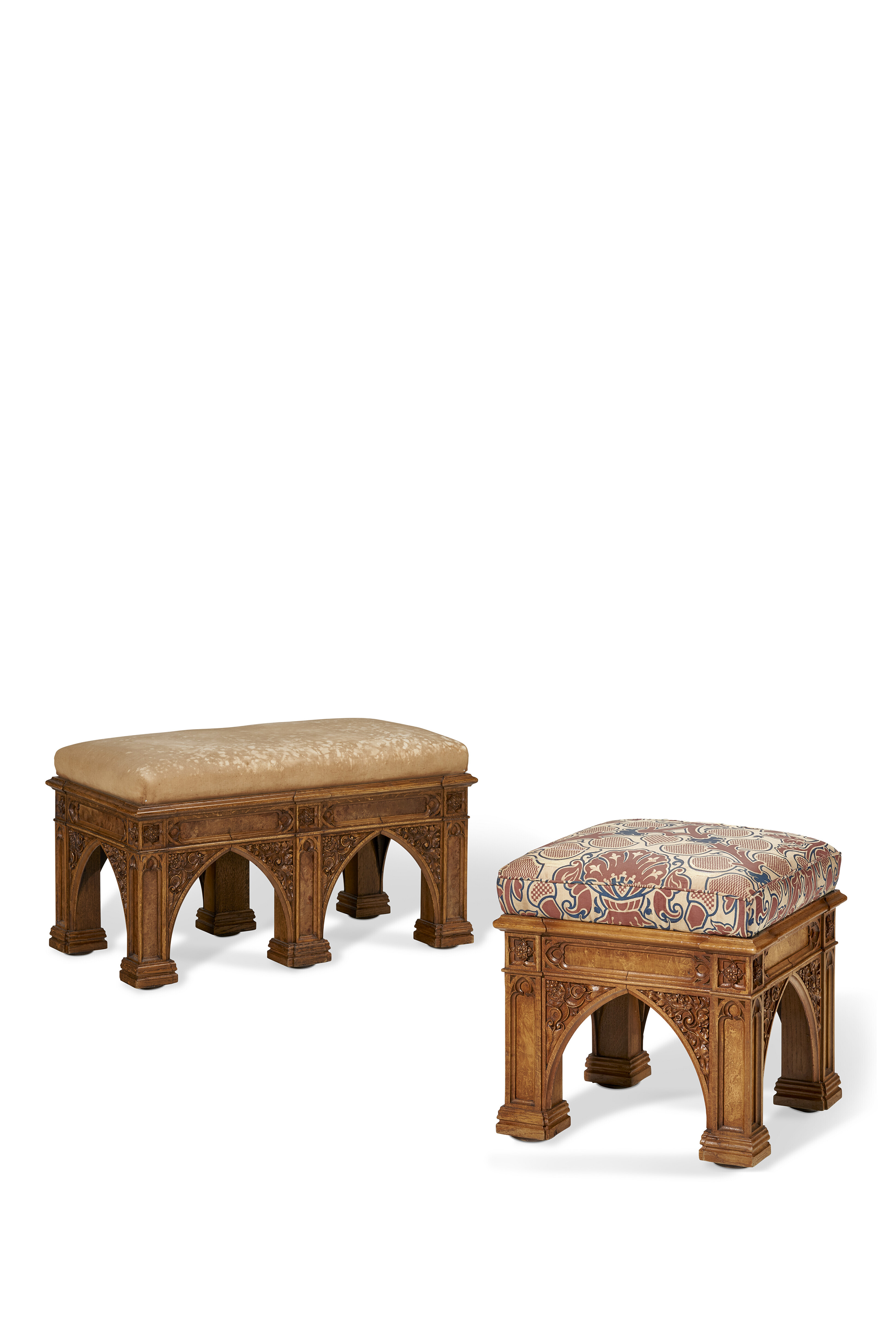 AFTER AUGUSTUS NORTHMORE WELBY PUGIN (1812-1852), A Stool and Bench ...