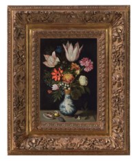 AMBROSIUS BOSSCHAERT I (ANTWERP 1573-1621 THE HAGUE), Tulips, roses ...