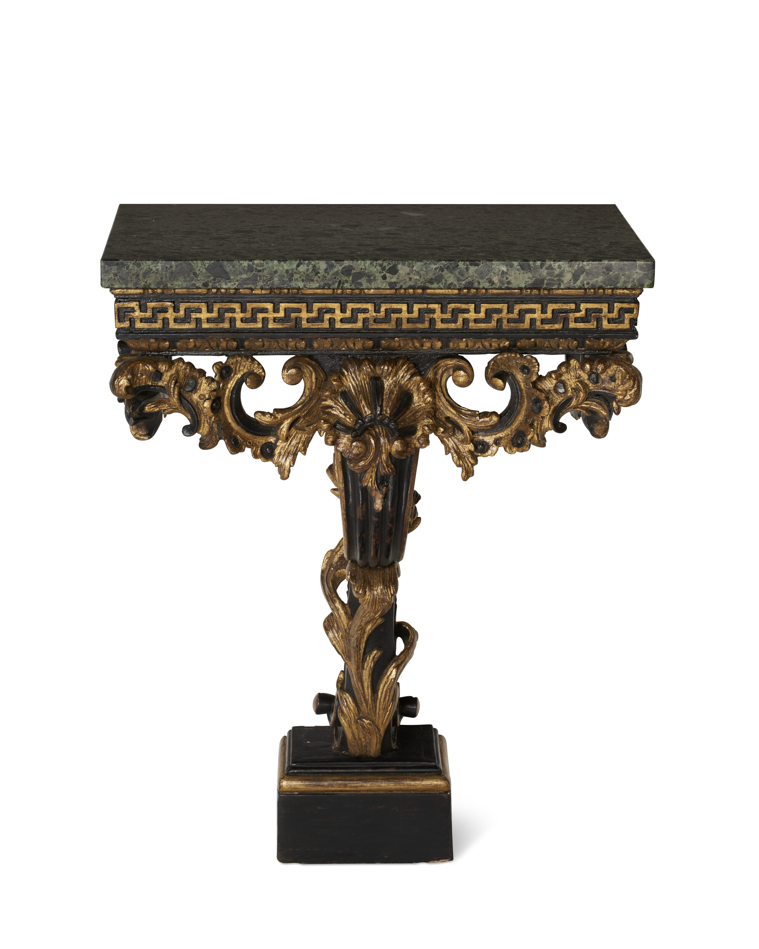 A GEORGE II BLACK-PAINTED AND PARCEL-GILT CONSOLE TABLE, CIRCA 1745 ...