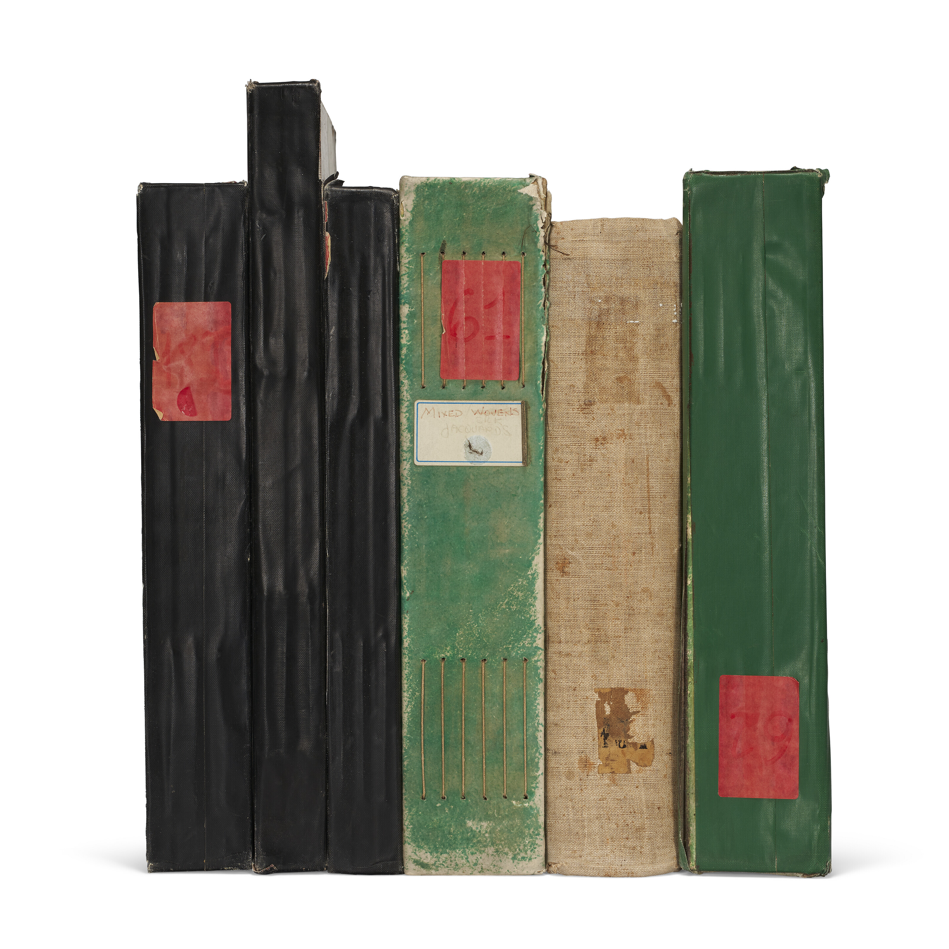 A GROUP OF SIX HISTORIC TRADE BOOKS WITH DESIGNS AND TEXTILE SAMPLES ...