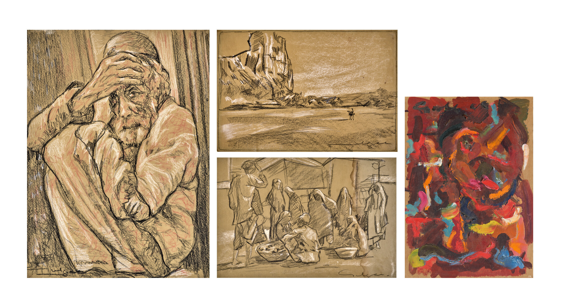 ISMAIL GULGEE (1926-2007), Untitled (Old Man); Untitled (Desert ...