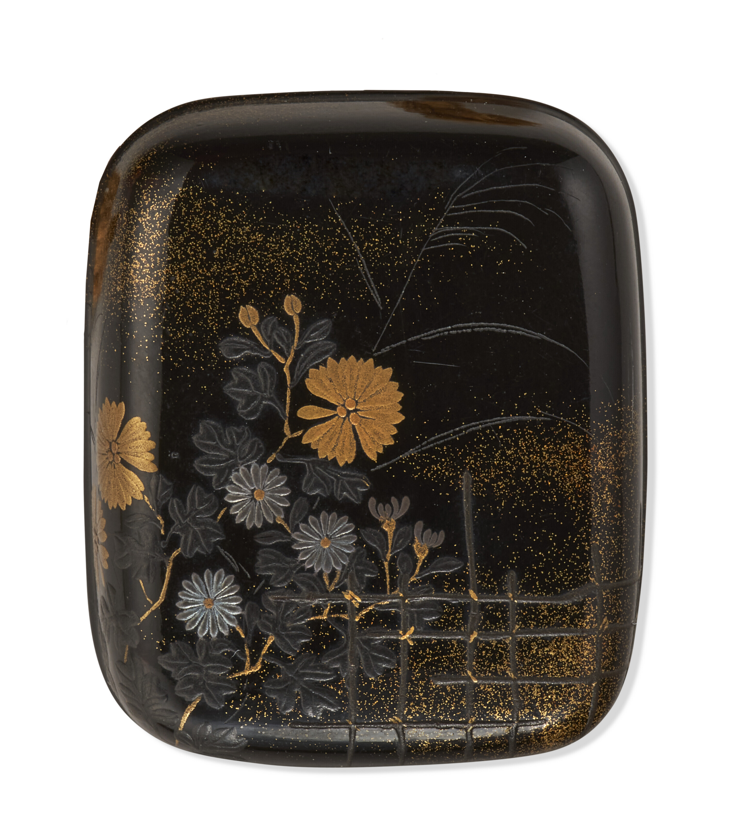 A LACQUER SQUARE HAKO-NETSUKE, MEIJI PERIOD (LATE 19TH CENTURY), SIGNED ...