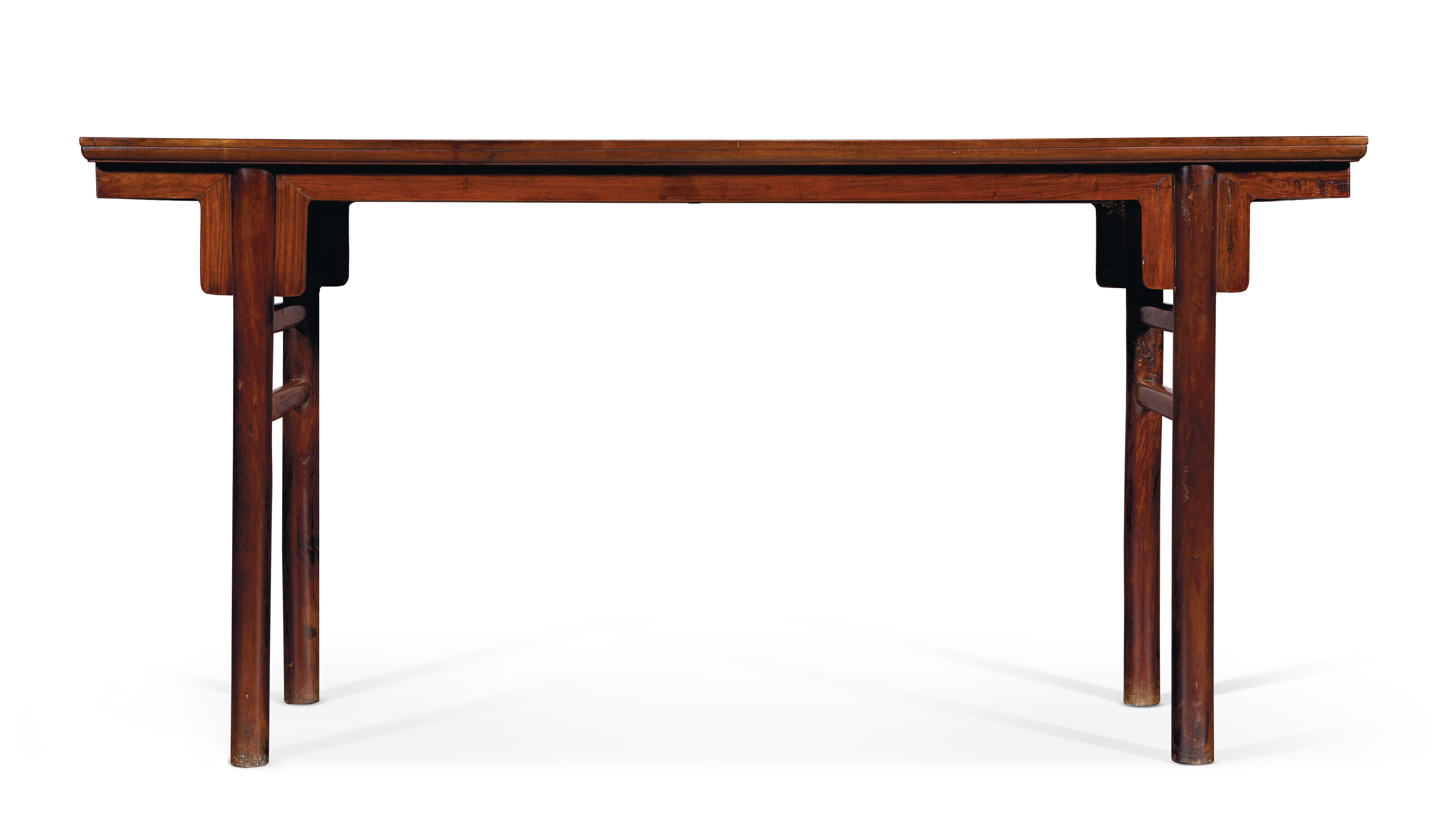 A HUANGHUALI AND HUANGHUALI-VENEERED RECESSED-LEG TABLE, CHINA, 18TH ...