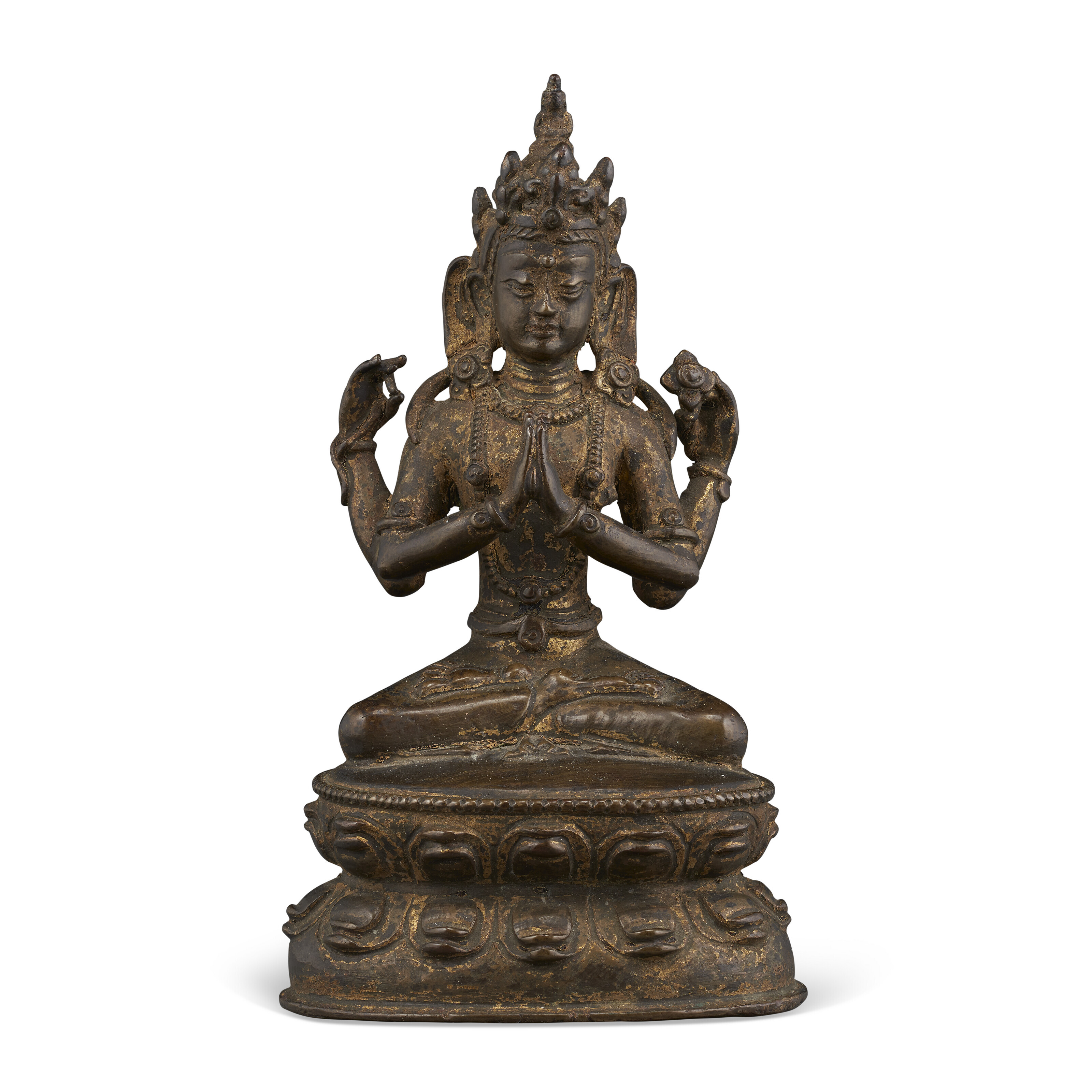 A BRONZE FIGURE OF SHADAKSHARI LOKESHVARA, TIBET OR WESTERN HIMALAYAS ...