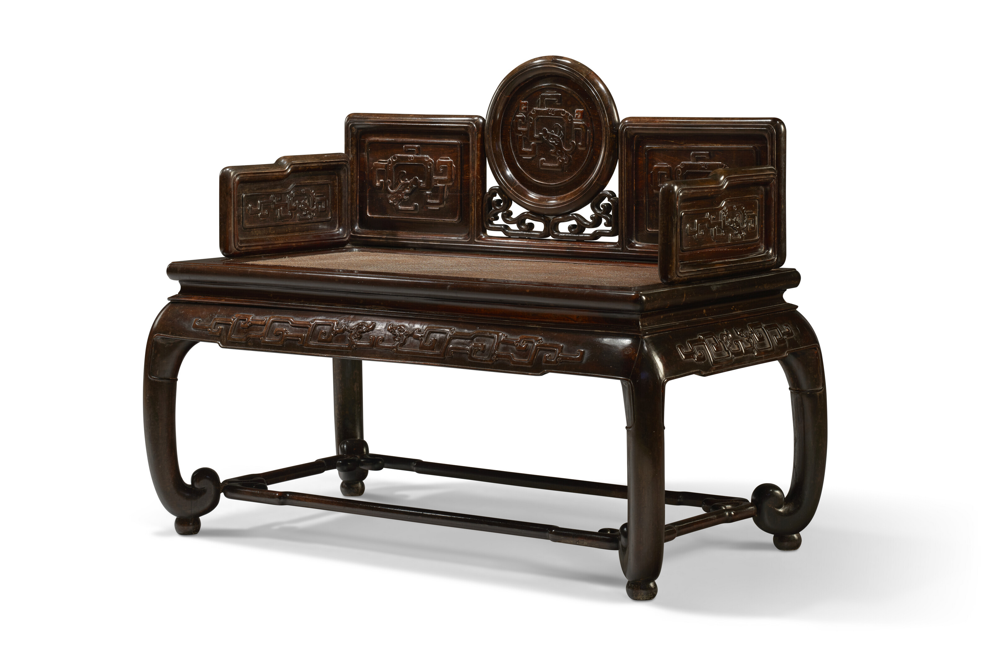 A ZITAN EIGHT-PANEL SCREEN WITH PAINTED STONE INSETS | Christie's