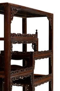 A CARVED ZITAN DISPLAY SHELF WITH HONGMU STAND, 19TH CENTURY | Christie's