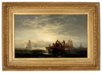 EDWARD MORAN (1829-1901), Lifting the Fish Pound, Orient Bay, Long ...