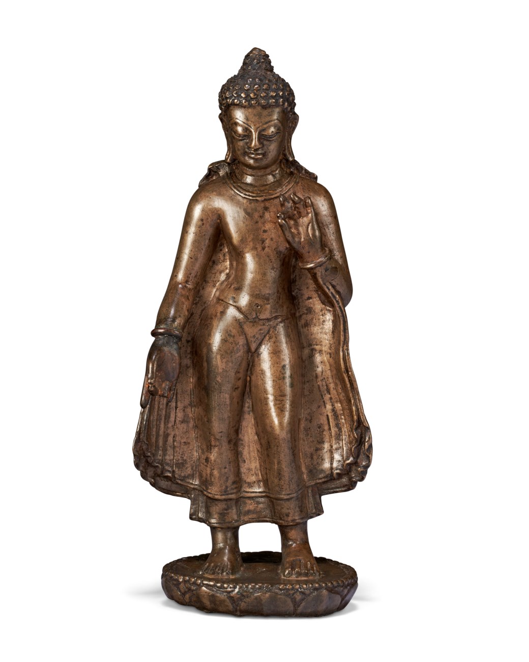 A RARE COPPER ALLOY FIGURE OF BUDDHA, NEPAL, LICCHAVI PERIOD, 9TH ...
