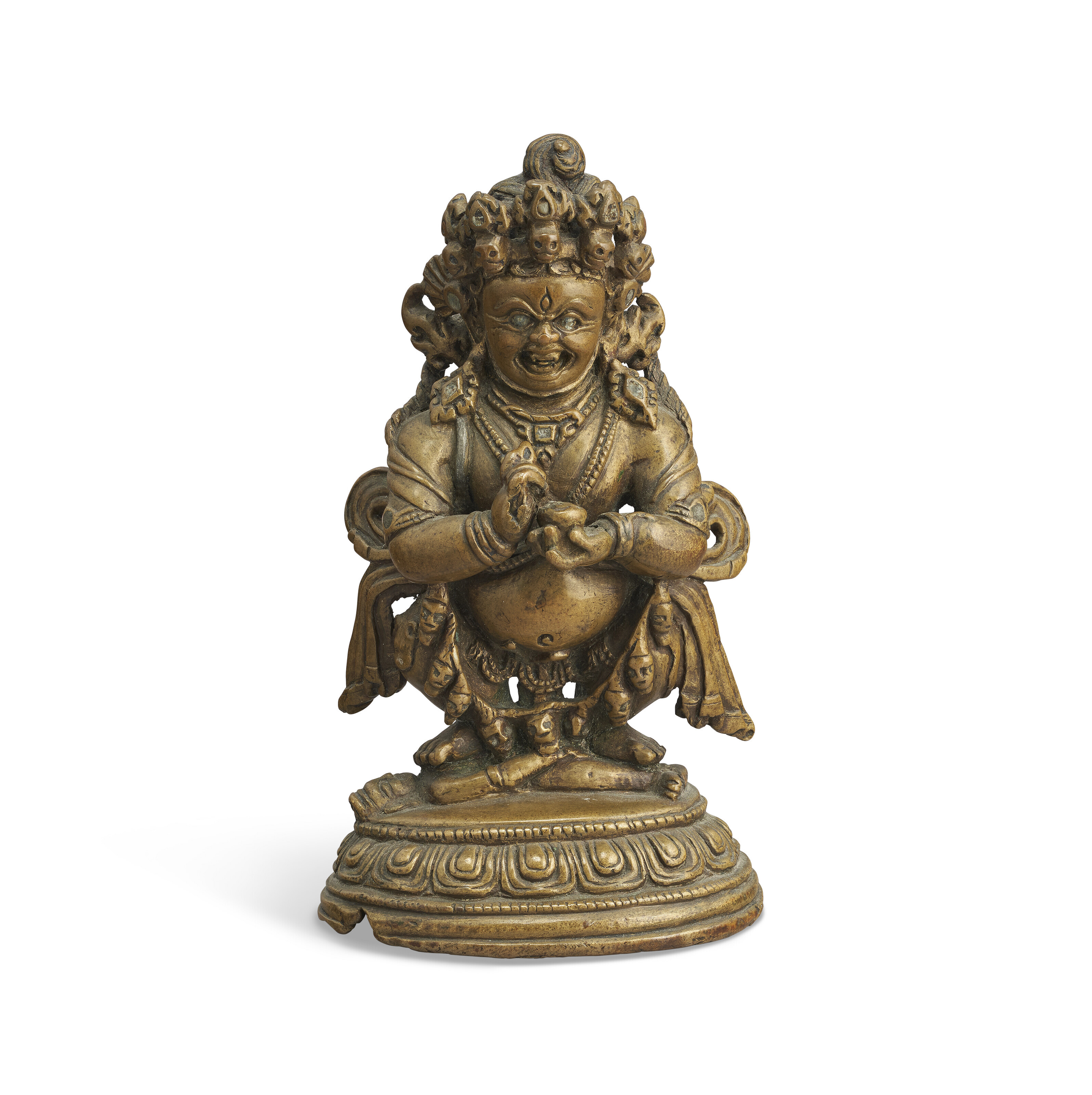 A RARE COPPER AND SILVER-INLAID FIGURE OF MAHA PRATISARA, TIBET, 15TH ...
