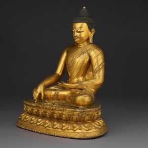 A LARGE GILT-BRONZE FIGURE OF AKSHOBHYA, TIBET, 15TH CENTURY | Christie's