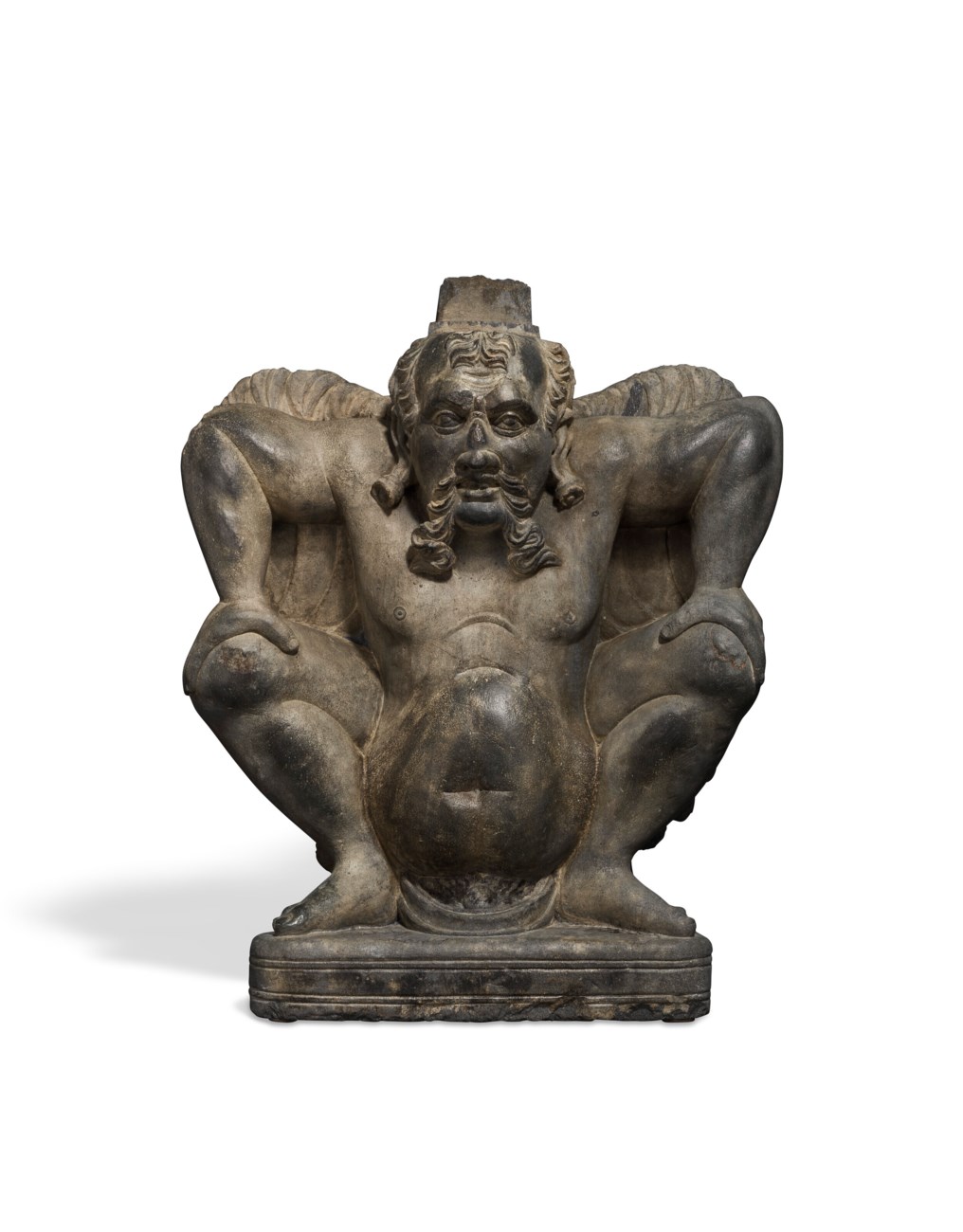 A LARGE AND RARE GREY SCHIST ATLAS FIGURE, ANCIENT REGION OF GANDHARA ...