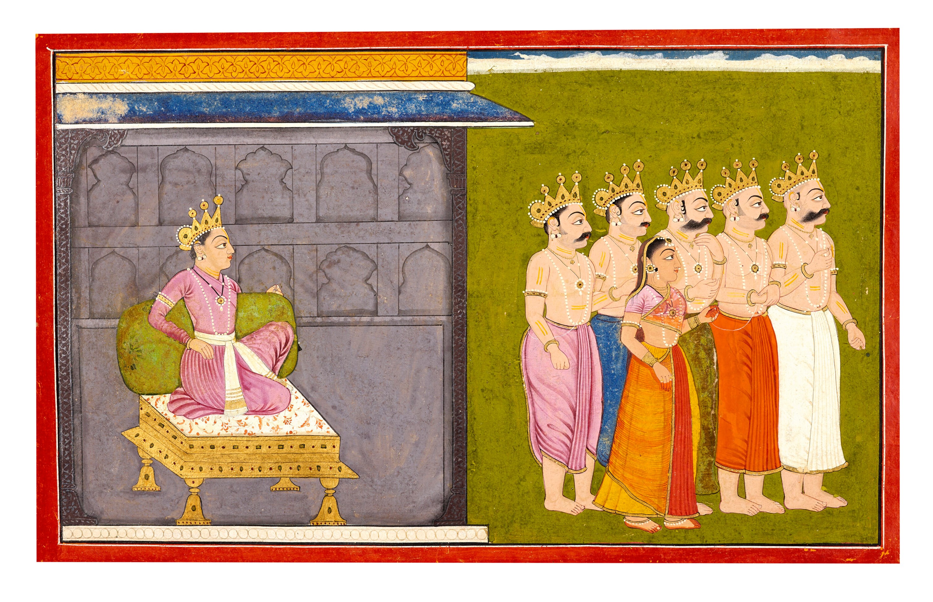 AN ILLUSTRATION FROM A MAHABHARATA SERIES: DRAUPADI AND THE FIVE ...