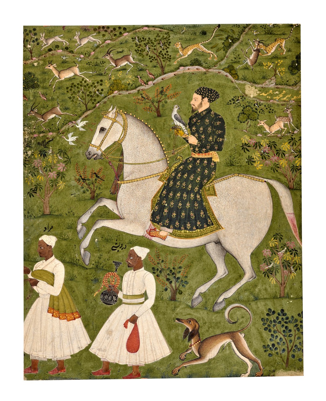 A PAINTING OF PRINCE MUHAMMAD SA'ID HUNTING, INDIA, DECCAN, CIRCA 1715 ...