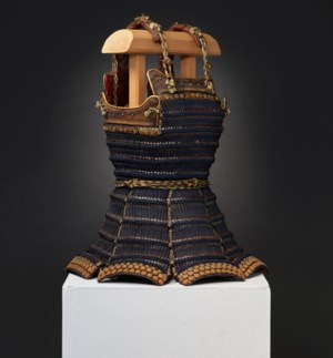 A FINE BLUE LACING HARAMAKI-DO (BODY ARMOR)