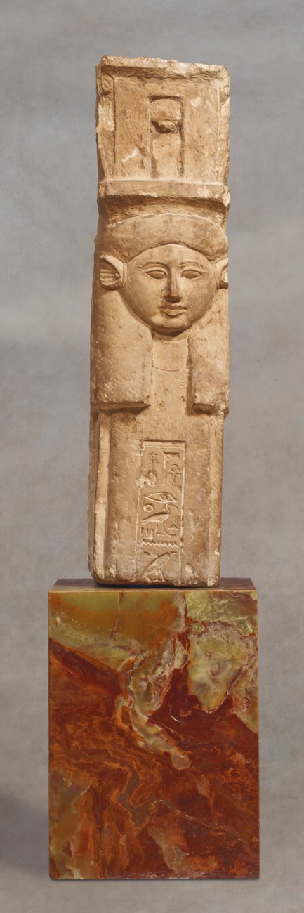 AN EGYPTIAN LIMESTONE HATHOR PILLAR, LATE NEW KINGDOM TO LATE PERIOD ...