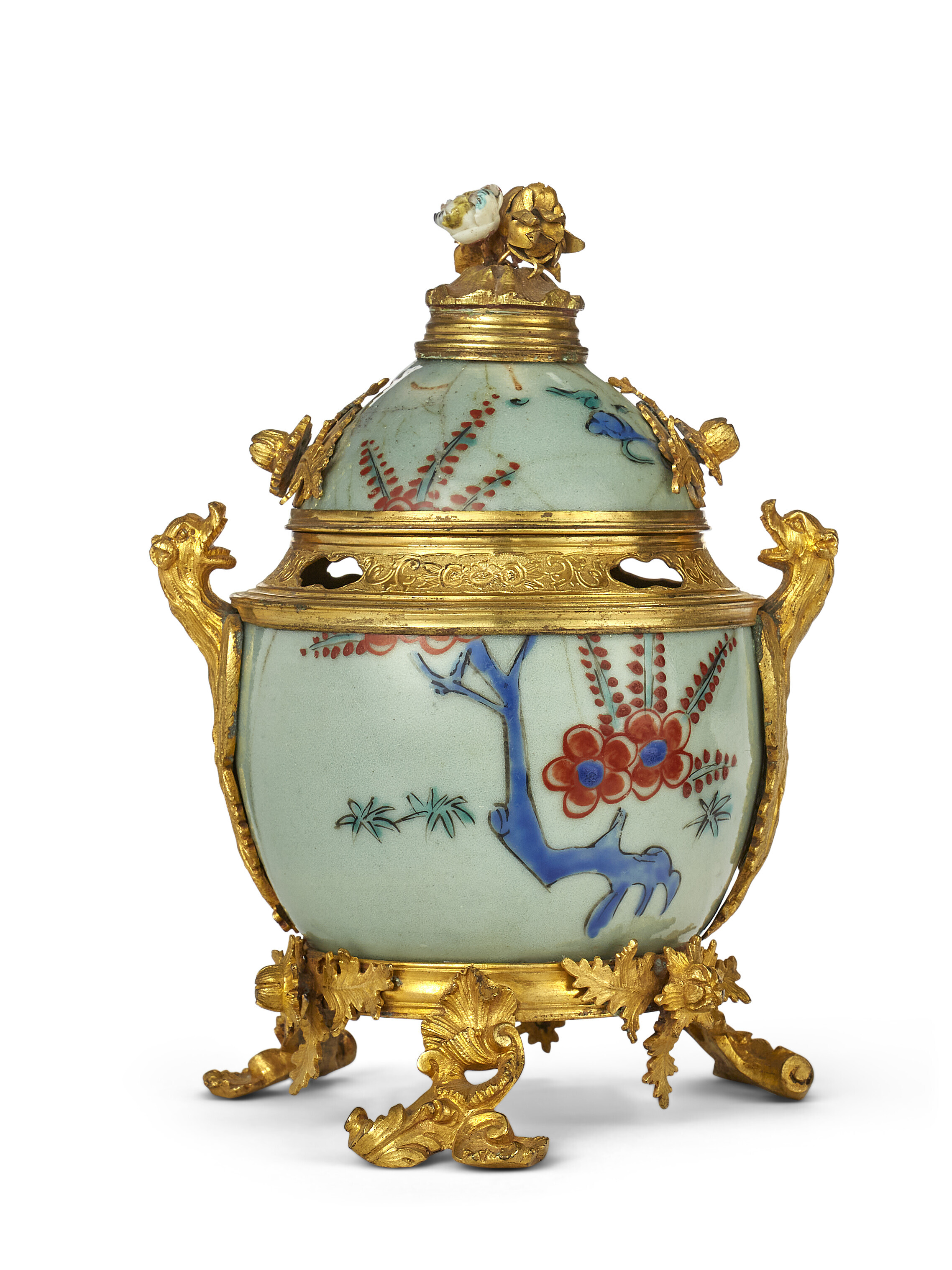 AN EARLY LOUIS XV ORMOLU-MOUNTED JAPANESE PORCELAIN POTPOURRI, THE ...