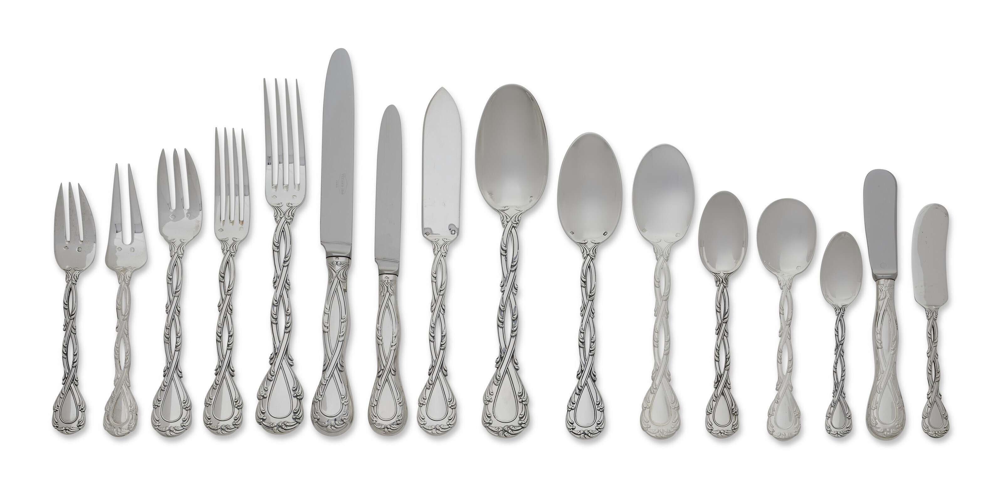 A FRENCH SILVER FLATWARE SERVICE, MARK OF TETARD FRERES, PARIS, FIRST QUARTER 20TH CENTURY ...