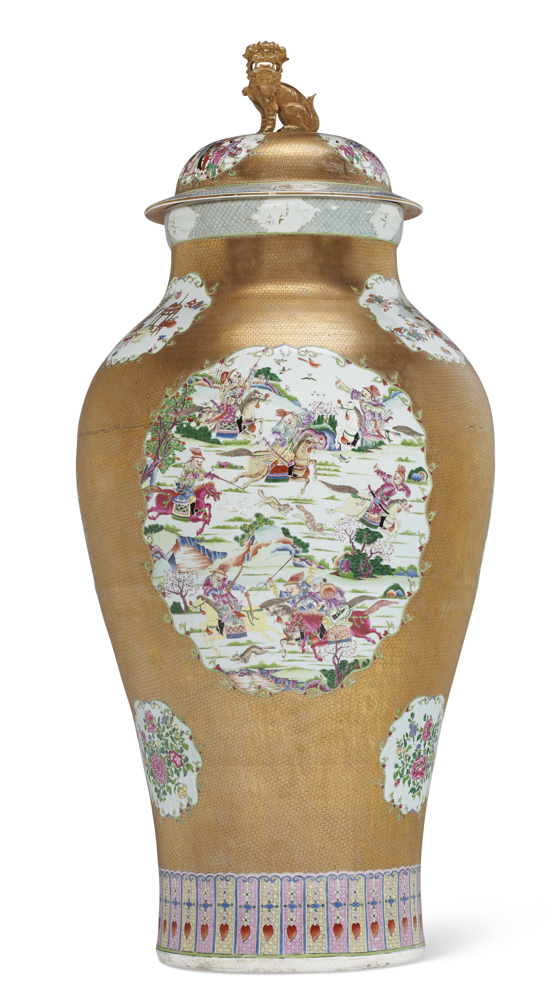 A MASSIVE SAMSON PORCELAIN CHINESE EXPORT STYLE GOLD-GROUND SOLDIER ...