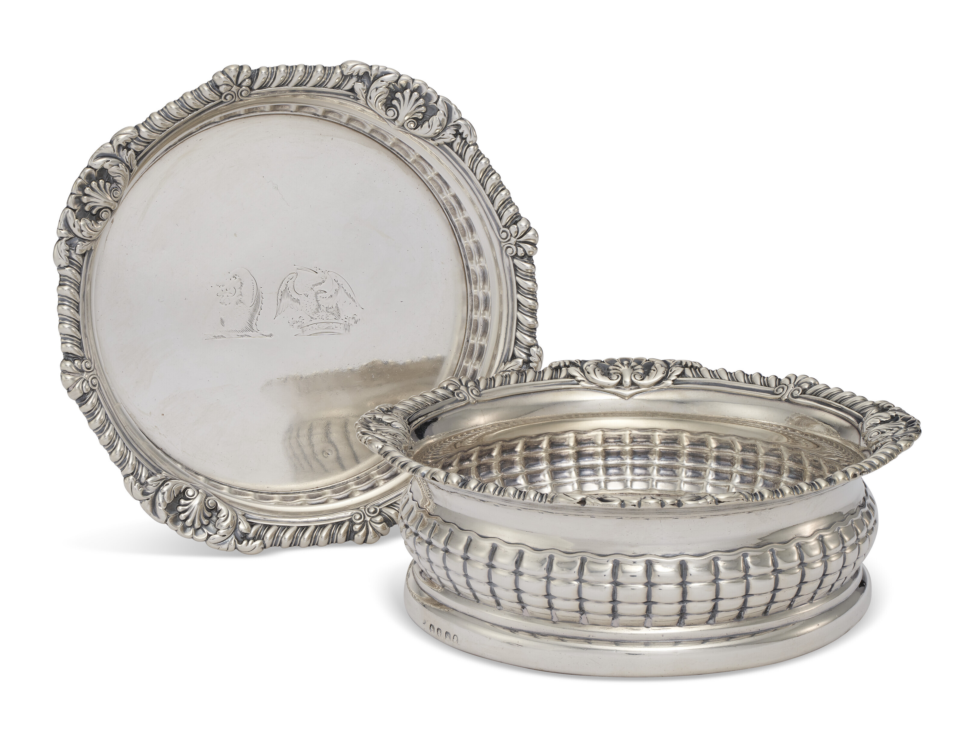 A PAIR OF REGENCY SILVER WINE COASTERS, MARK OF PAUL STORR, LONDON ...