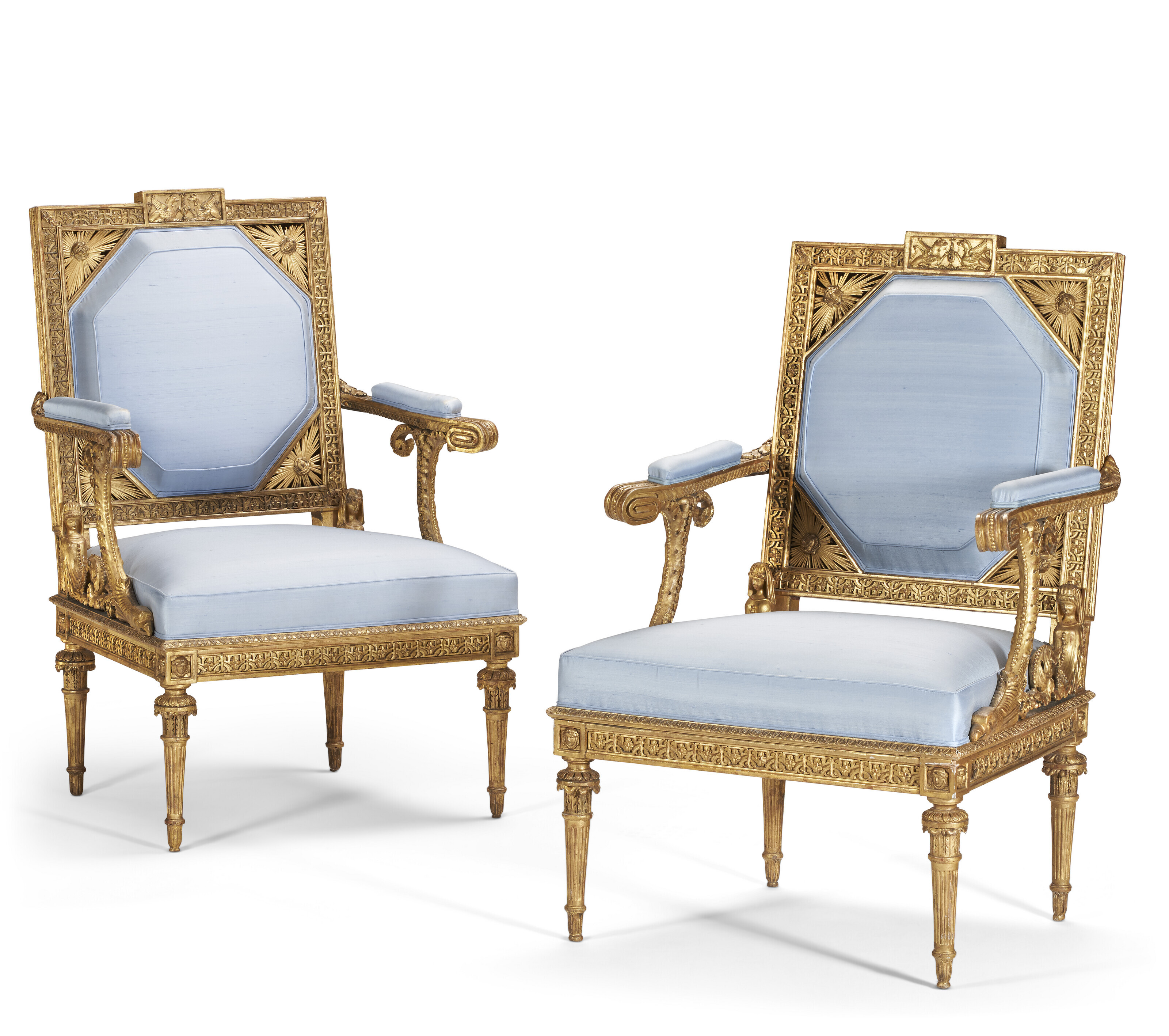 A PAIR OF AUSTRIAN GILTWOOD AND GILT-COMPOSITION ARMCHAIRS, VIENNA ...