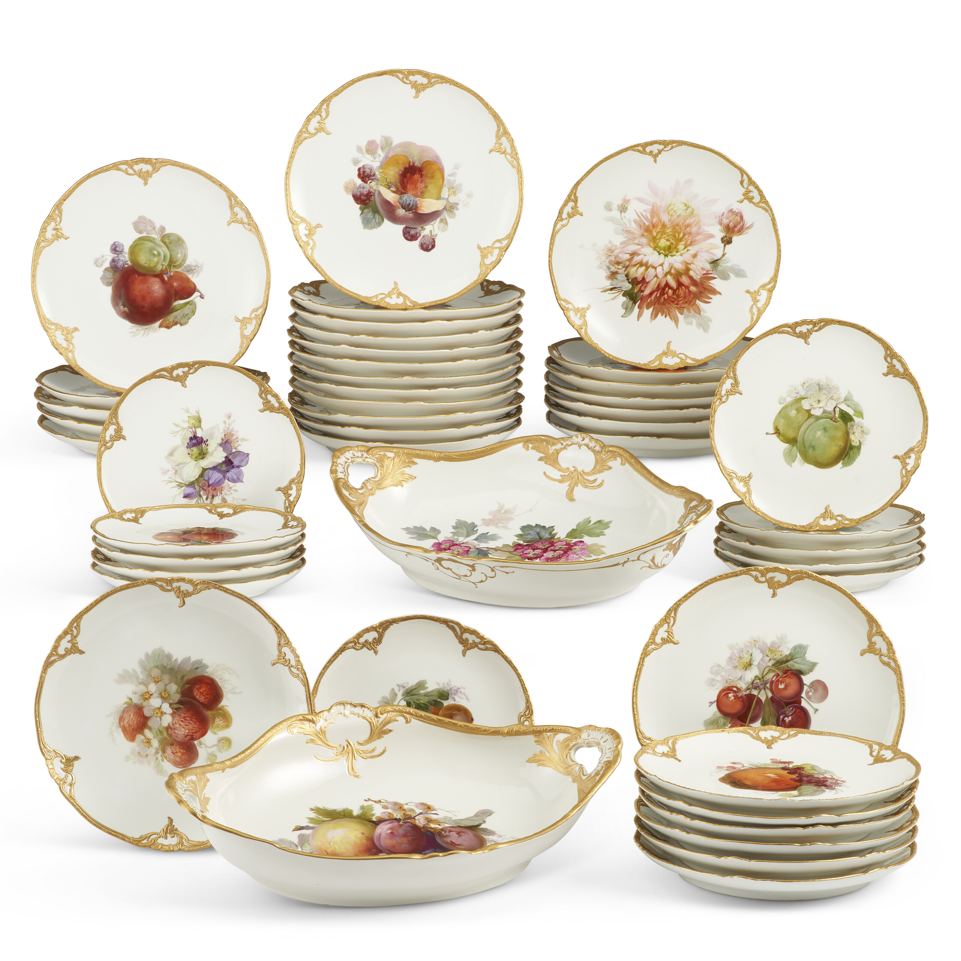 AN ASSEMBLED BERLIN (K.P.M.) PORCELAIN PART DESSERT SERVICE, EARLY 20TH ...