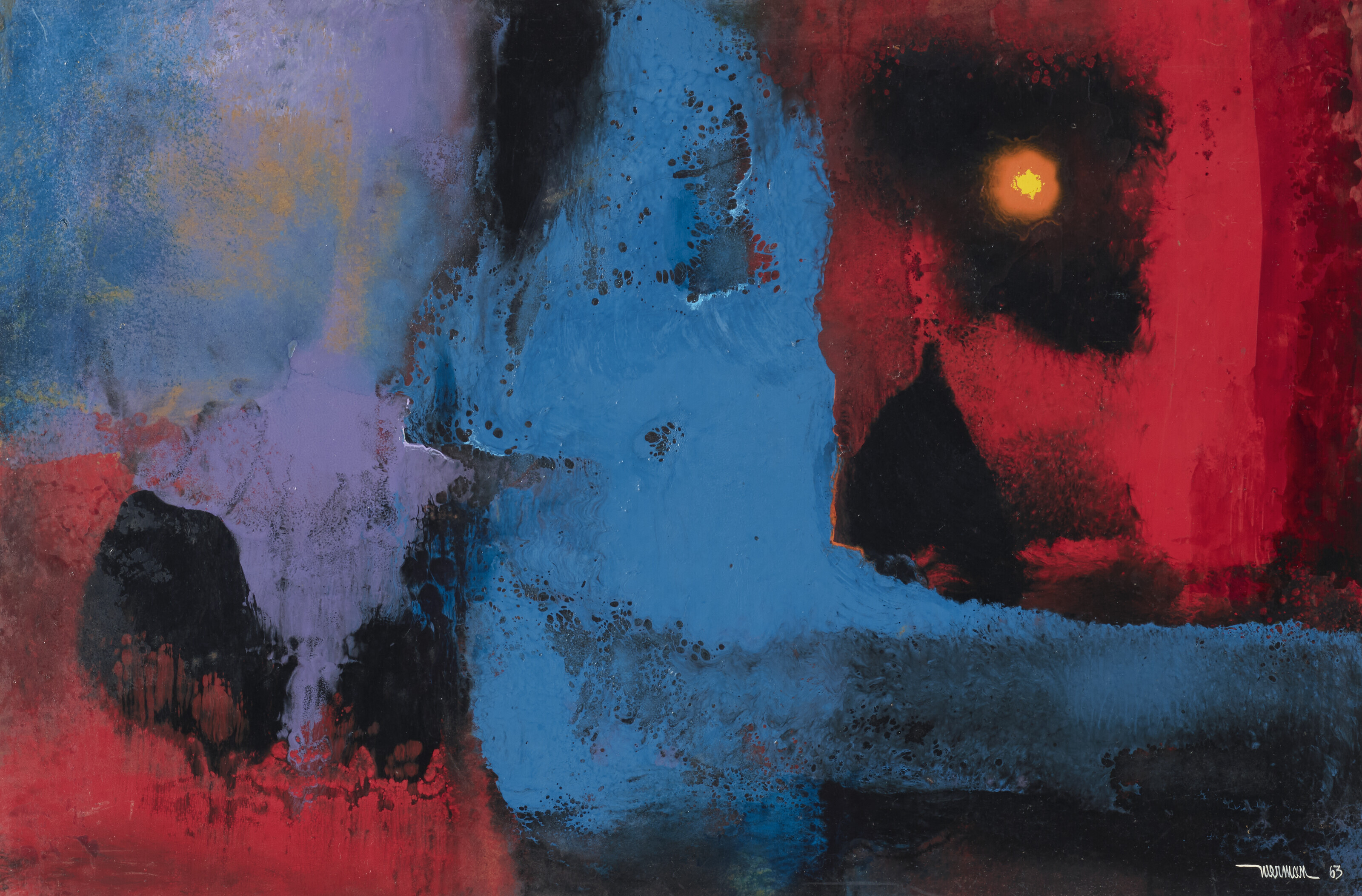 LEONARDO NIERMAN (b. 1932), Untitled (Abstract landscape with red and ...