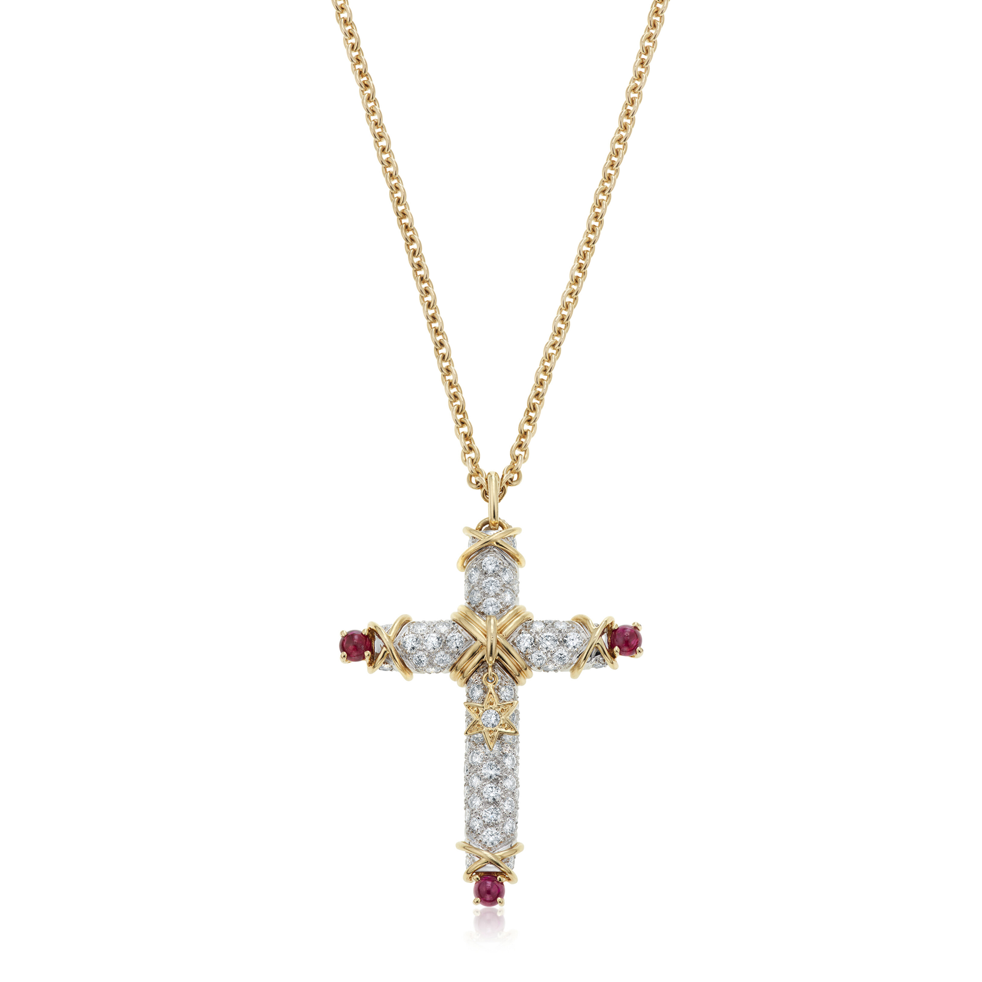 NO RESERVE | TIFFANY & CO., JEAN SCHLUMBERGER RUBY AND DIAMOND CROSS ...