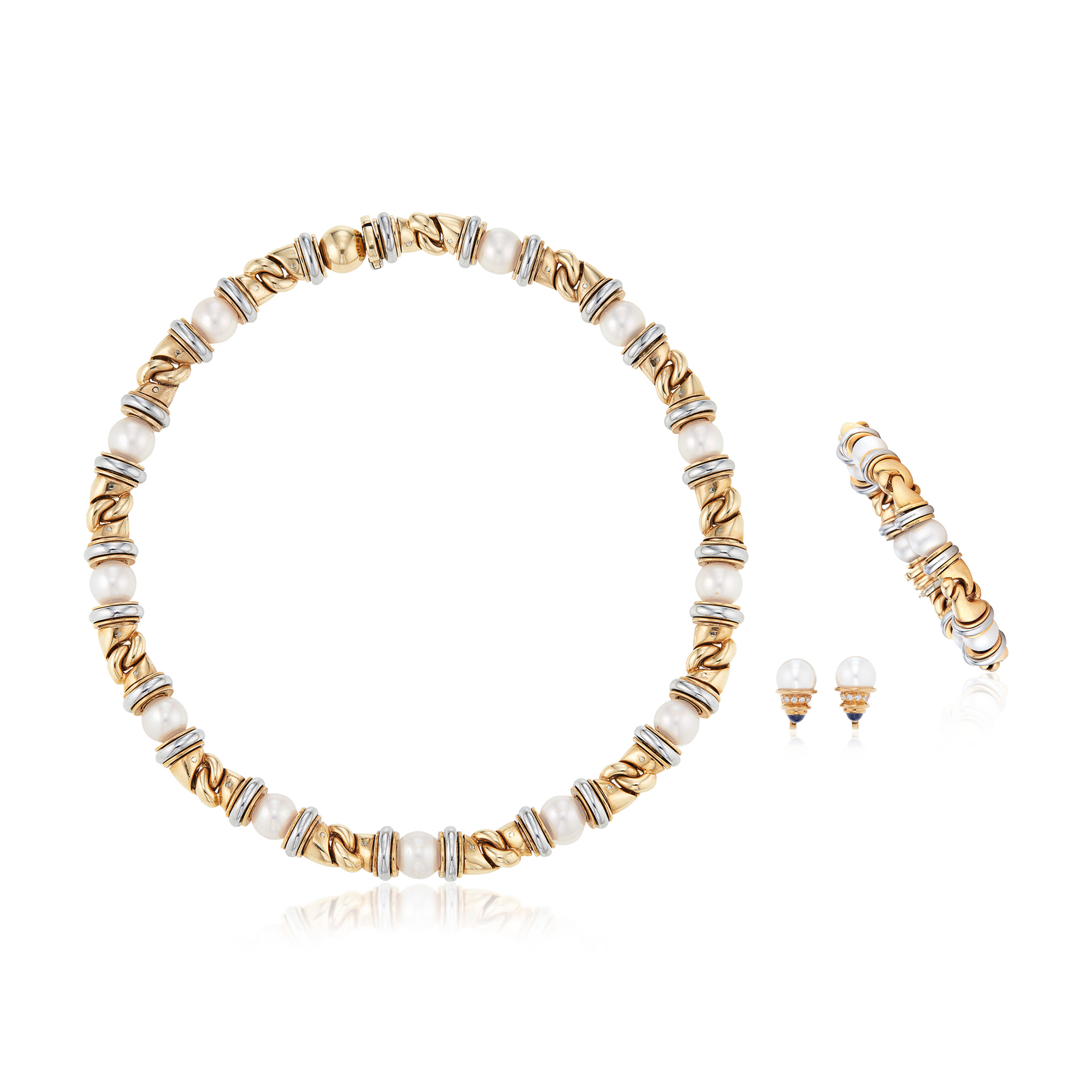 BULGARI SET OF CULTURED PEARL, GOLD AND DIAMOND JEWELRY, | Christie’s