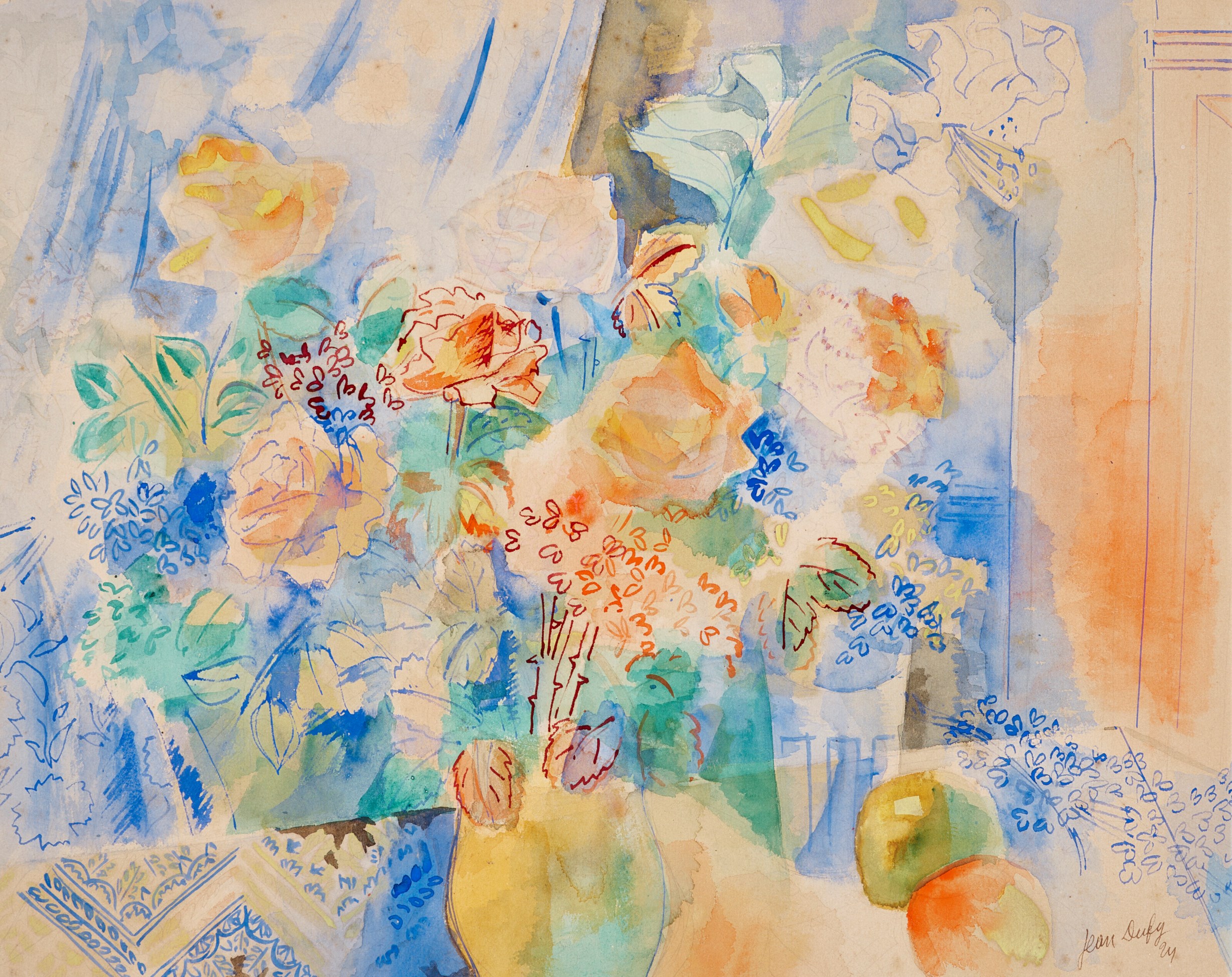JEAN DUFY (1888-1964), Bouquet de roses et de lilas | Christie's