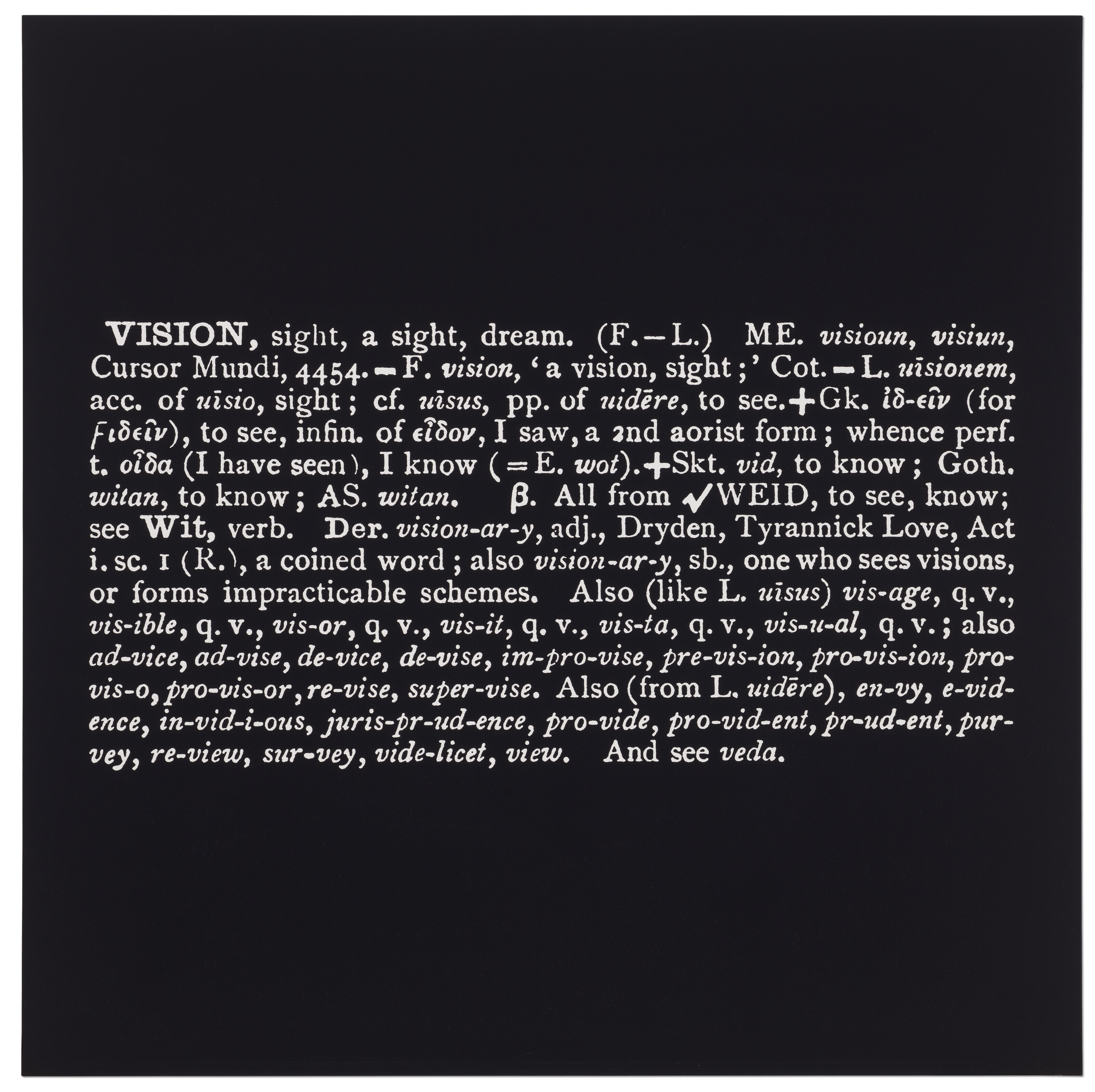 JOSEPH KOSUTH (b. 1945), 'Titled (Art as Idea as Idea) [Vision]' | Christie’s