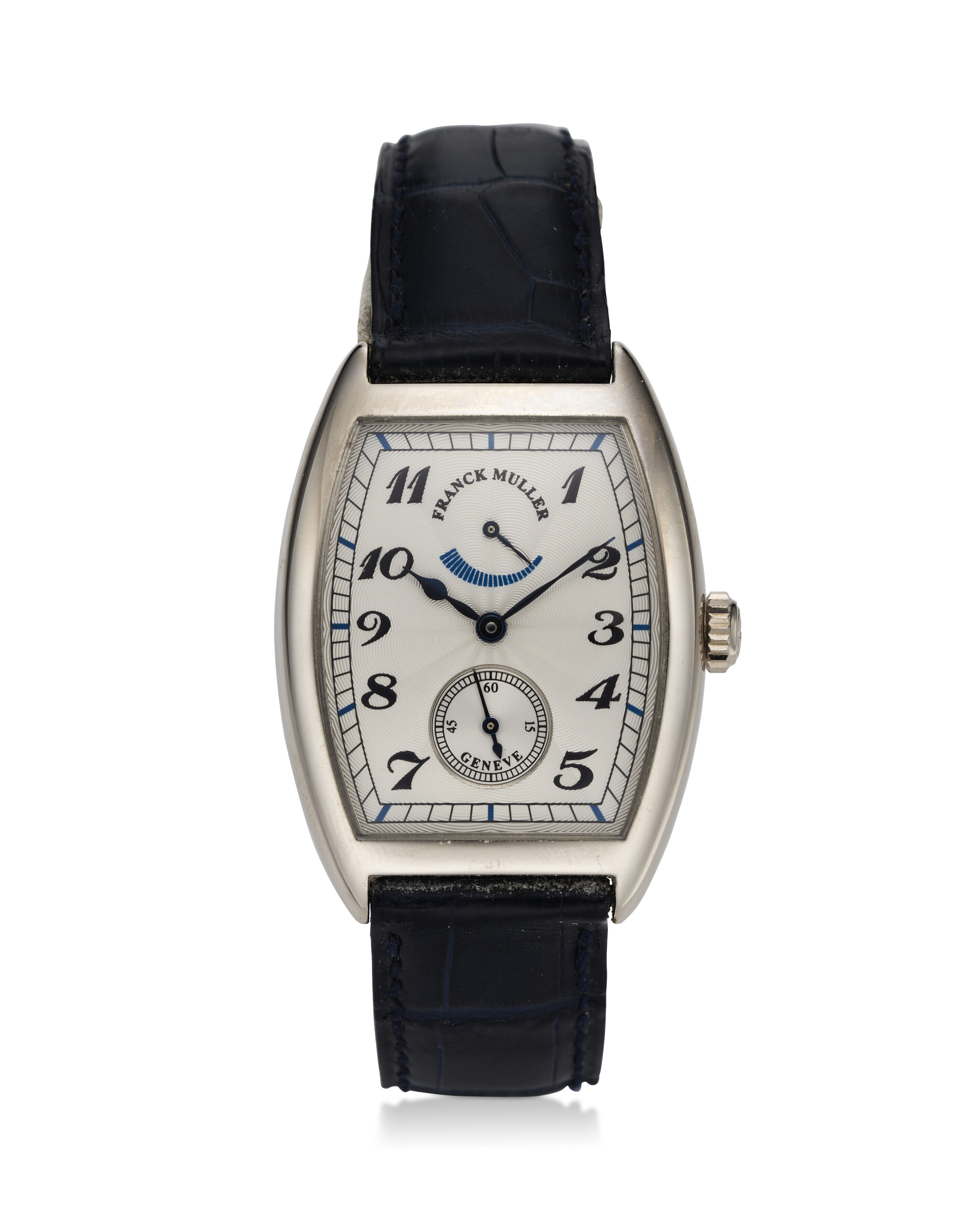 FRANCK MULLER, REF. 7501PR, AN 18K WHITE GOLD TONNEAU-SHAPED WRISTWATCH ...