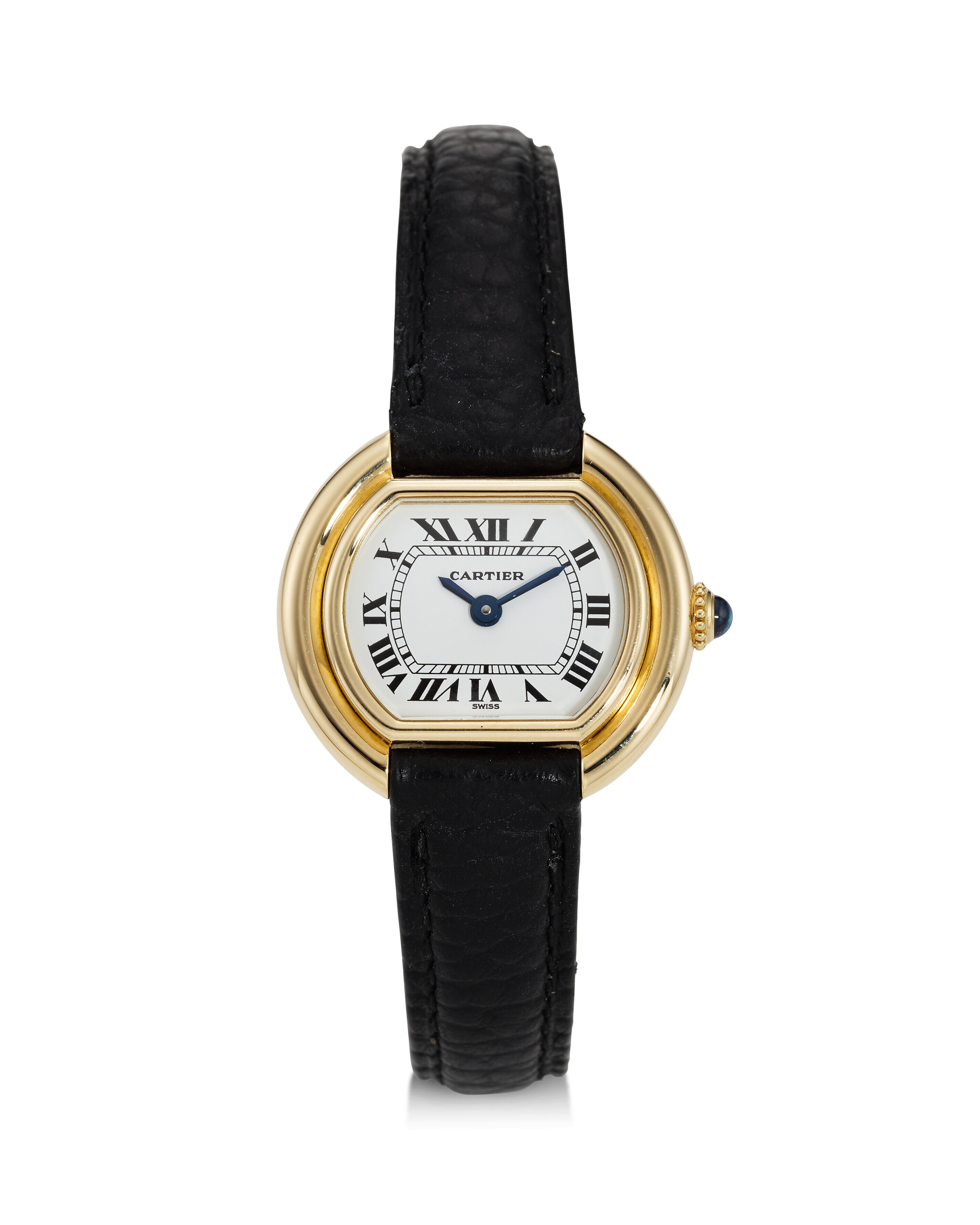 CARTIER, ELLIPSE “MINI,” A FINE 18K YELLOW GOLD OVAL-SHAPED WRISTWATCH ...