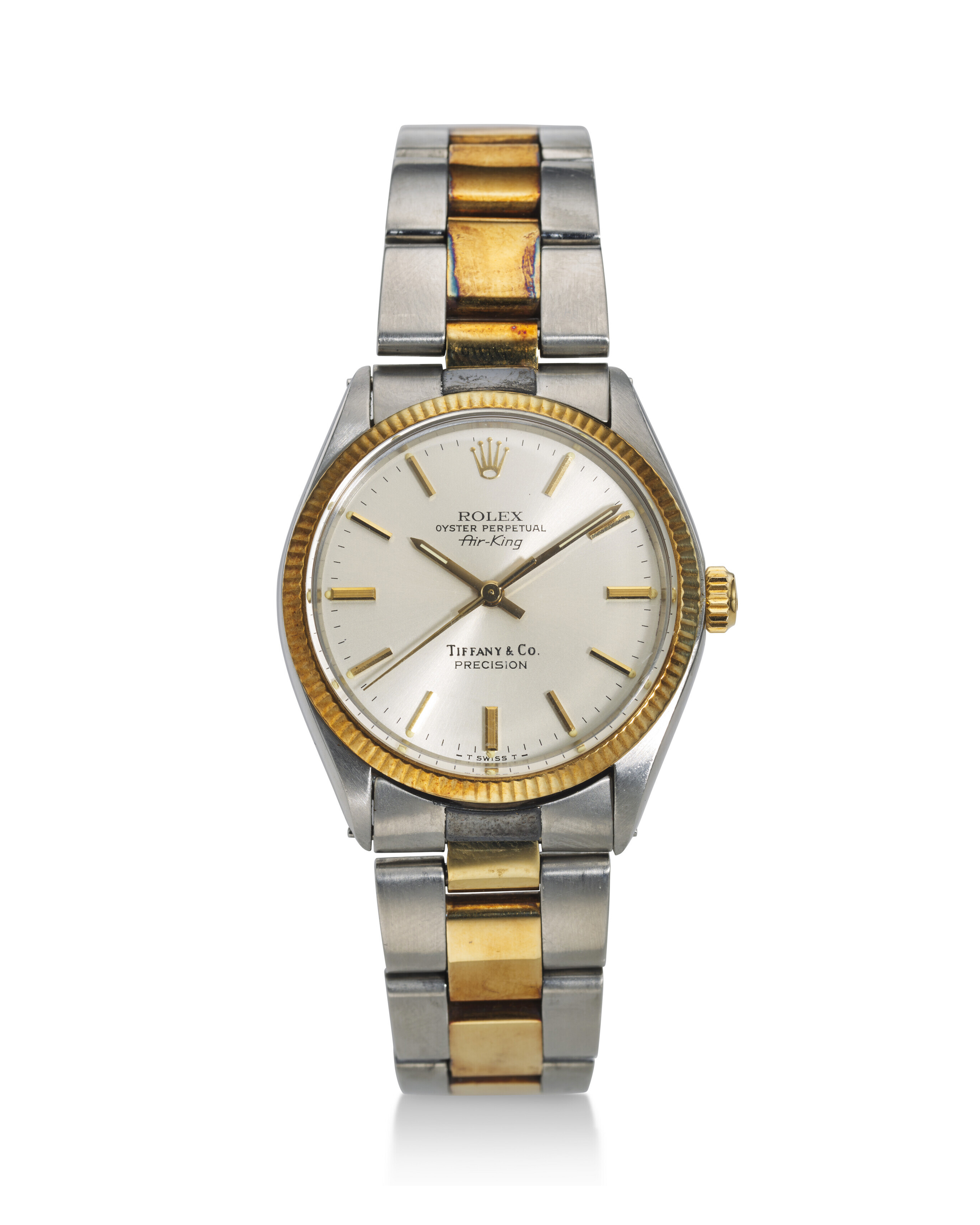 ROLEX, RETAILED BY TIFFANY & CO., REF. 5501, AIR-KING, A 14K YELLOW ...