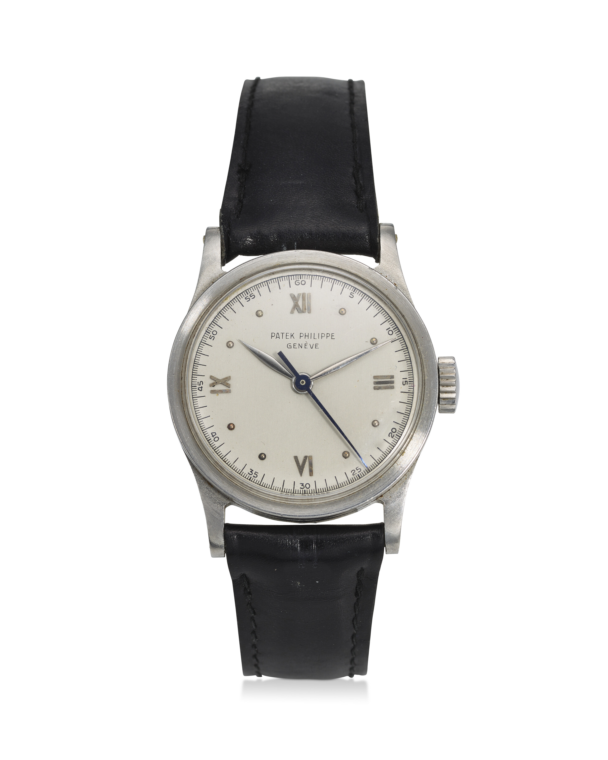 PATEK PHILIPPE, REF. 96, CALATRAVA, A RARE STEEL WRISTWATCH WITH SWEEP ...